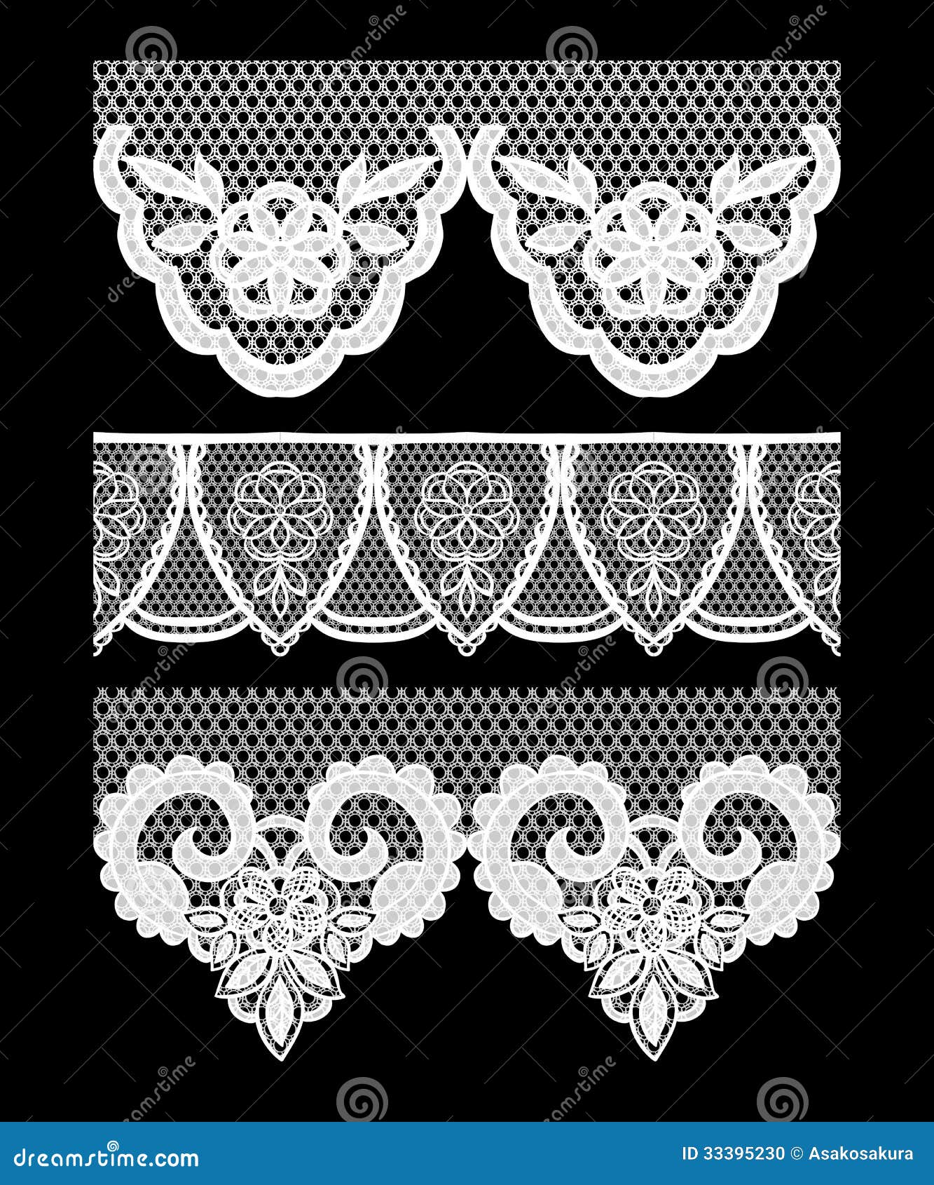 Lace Seamless Borders. Set of Elements for Design. Stock Vector ...