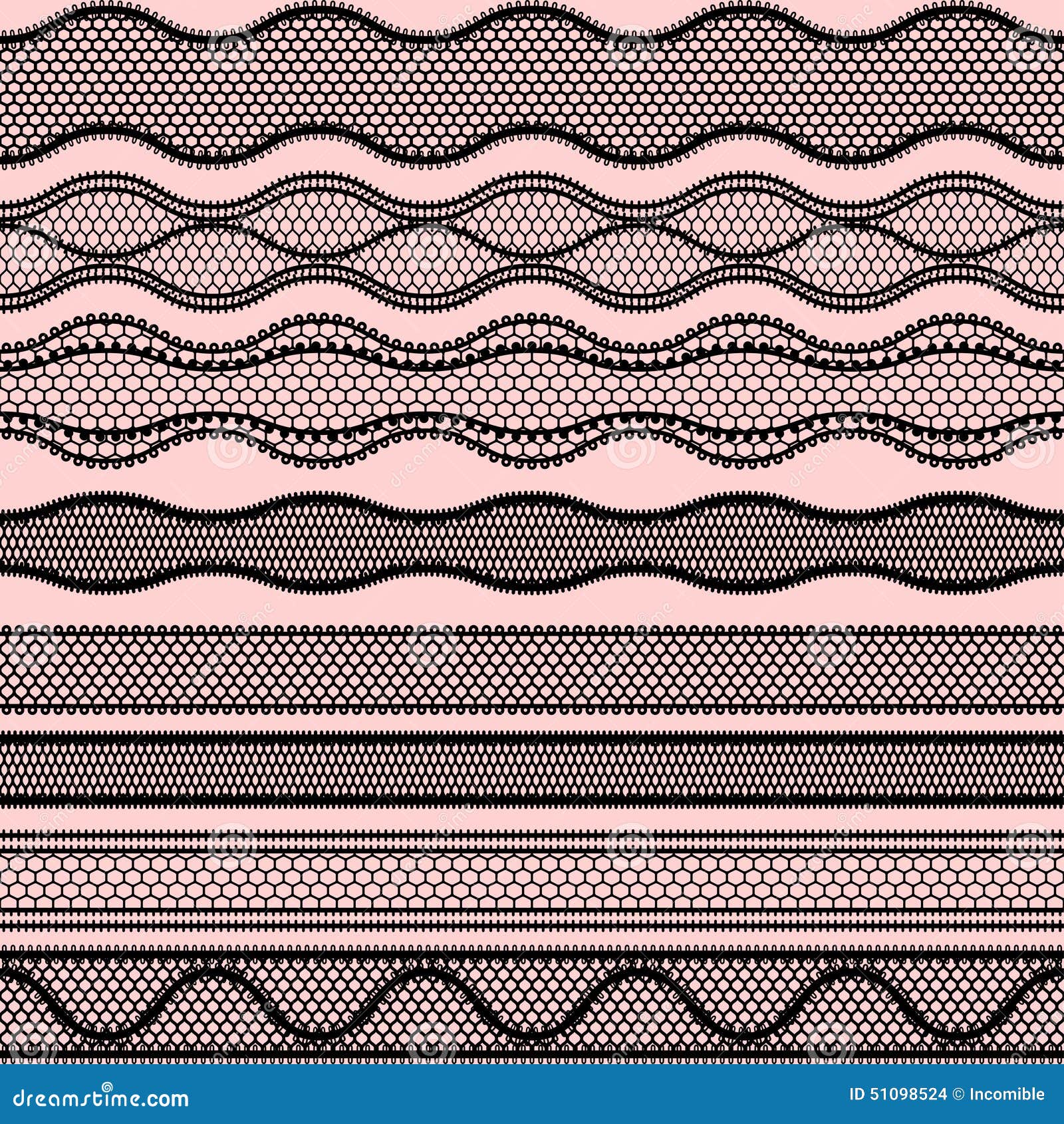 Lace Seamless Borders Vector Set Of Elements For Stock Vector