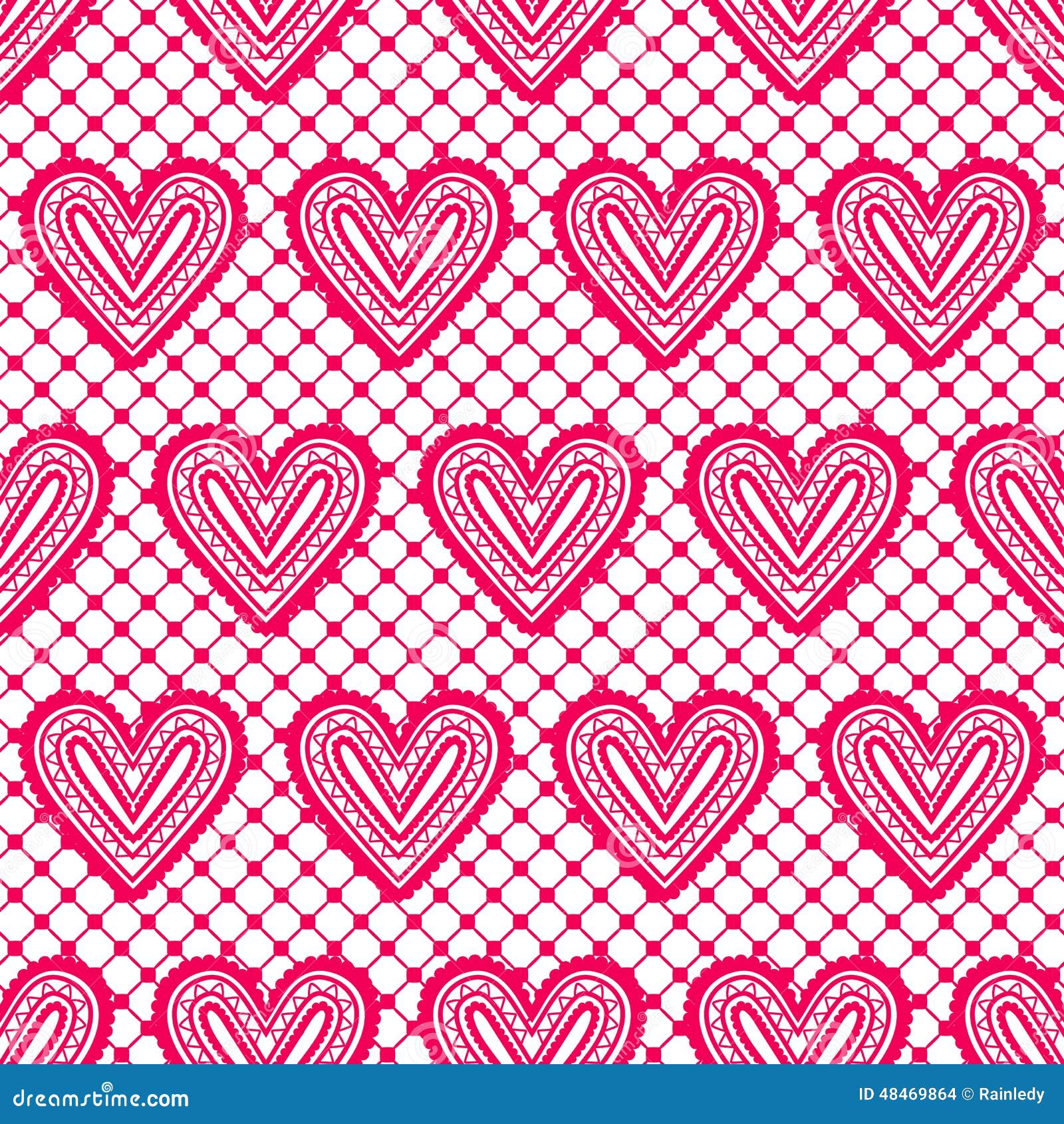 Lace Seamless Pattern with Hearts. Vector Illustration. Stock Vector ...