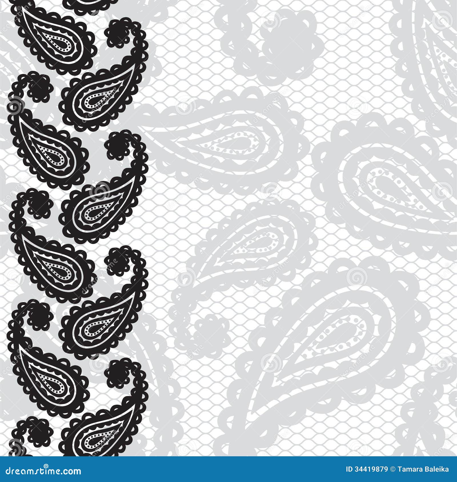Lace Seamless Pattern with Paisley Stock Vector - Illustration of ...