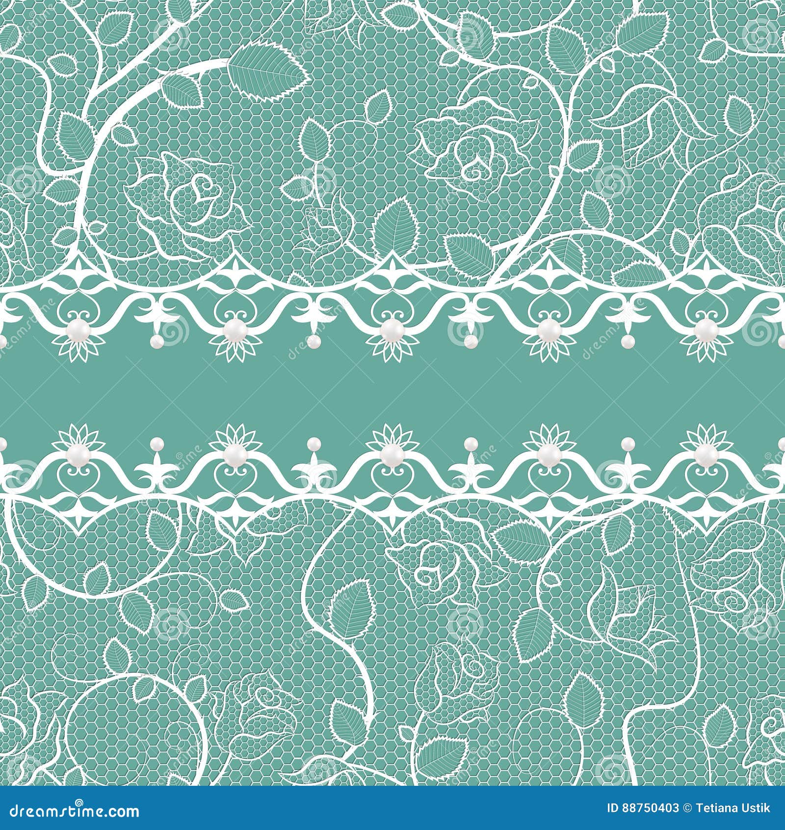 Lace Seamless Pattern with Pearls Stock Vector - Illustration of ...