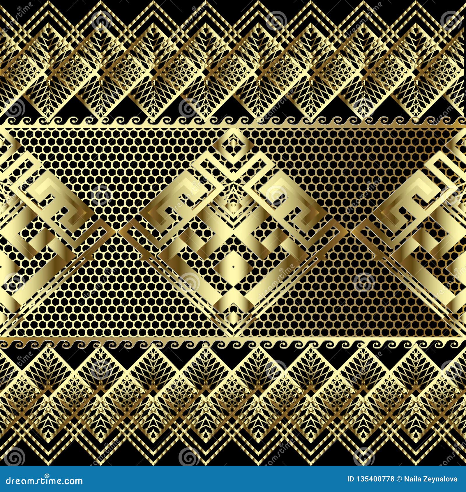 Lace Textured Gold 3d Greek Vector Seamless Border Pattern. Ornamental ... Lace Textured Gold 3d Greek Vector Seamless Border Pattern. Ornamental ...