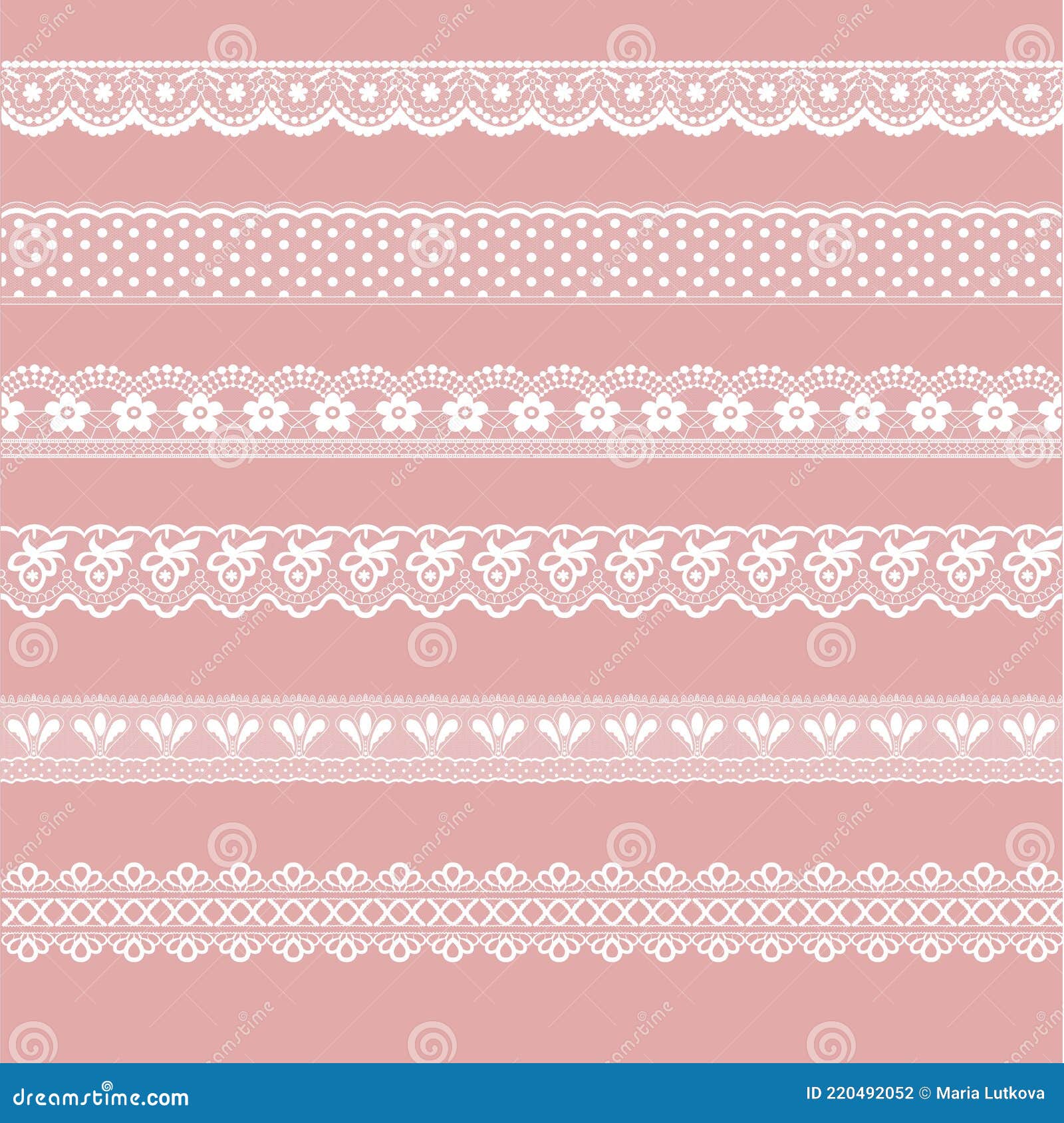 Set of lace trim borders stock vector. Illustration of lace - 220492052