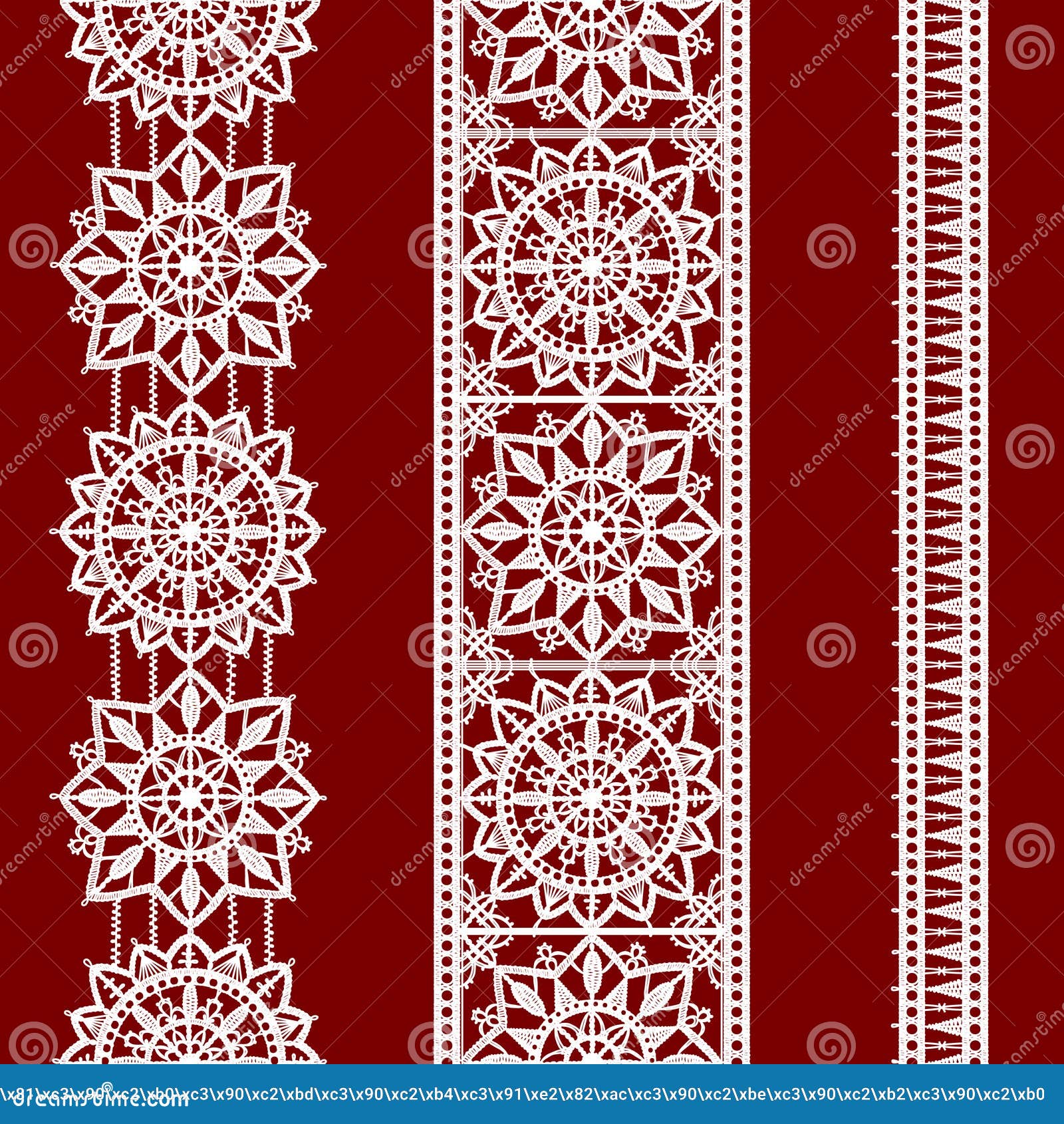 Lace Vertical Seamless Pattern. Ribbons. Stock Vector - Illustration of ...