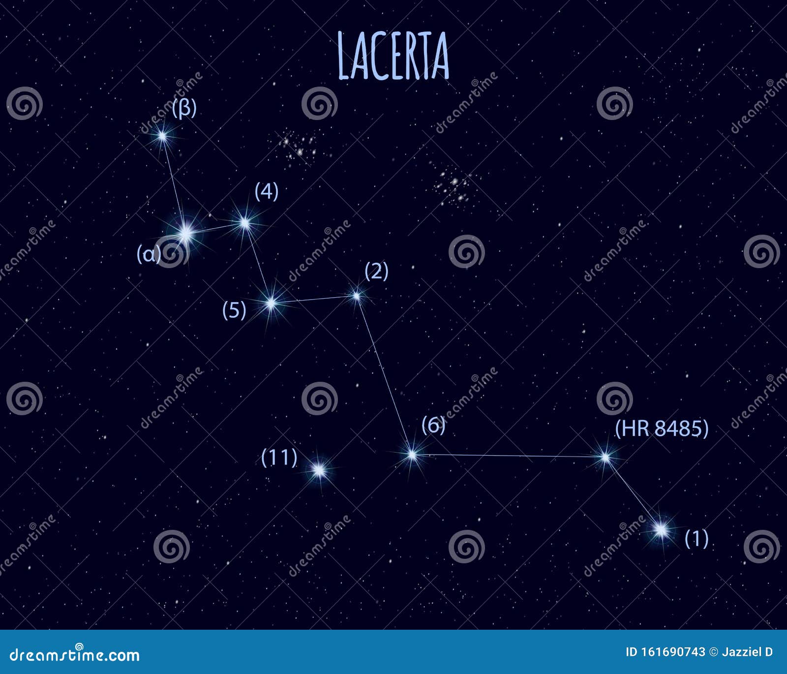 Lacerta Constellation, Vector Illustration with Basic Stars Stock ...