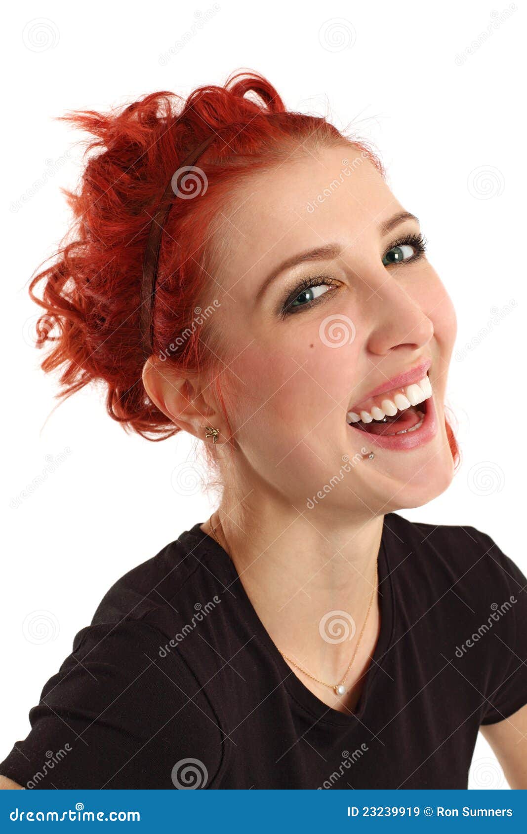 Lachend Meisje Met Rood Haar Stock Afbeelding - Image of meisje, geluk ...