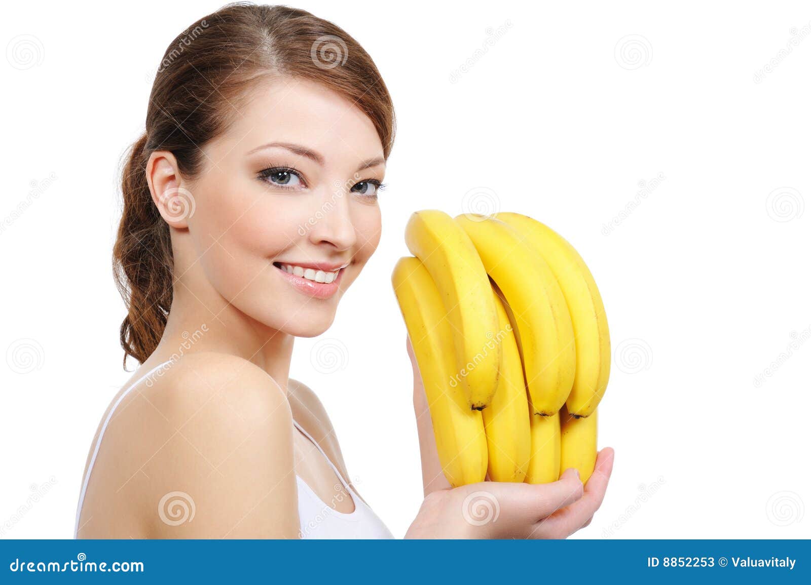 Lachende Frau mit Bananen stockbild. Bild von freude, nett - 8852253 Lachende Frau mit Bananen stockbild. Bild von freude, nett - 8852253