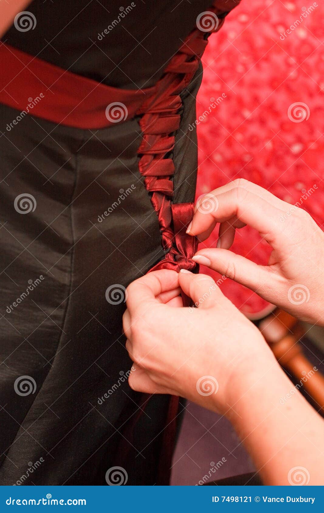 Lacing up the dress stock image. Image of lace, celebration - 7498121