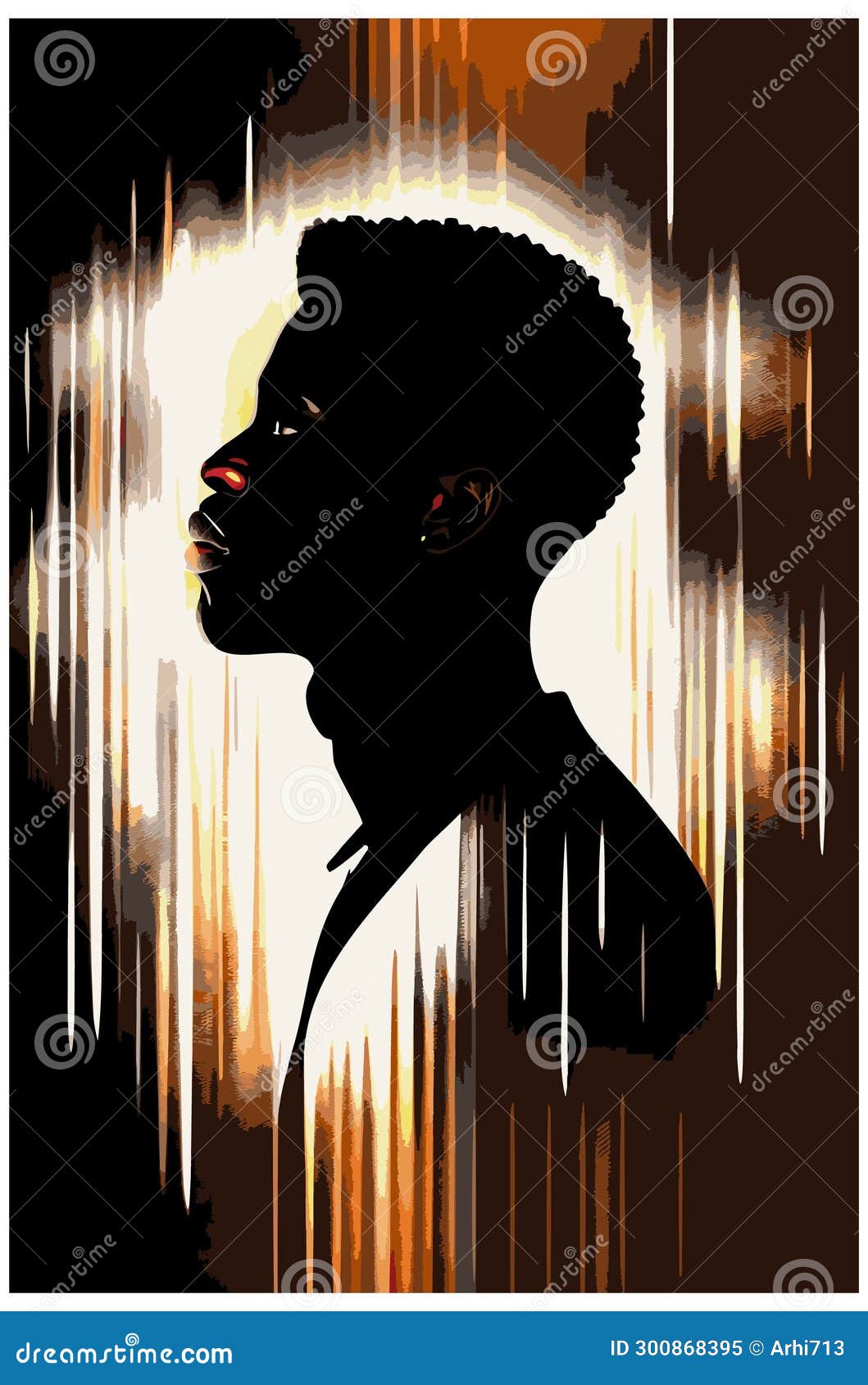 Lack African American Afro Male Face Portrait Vector Silhouette With