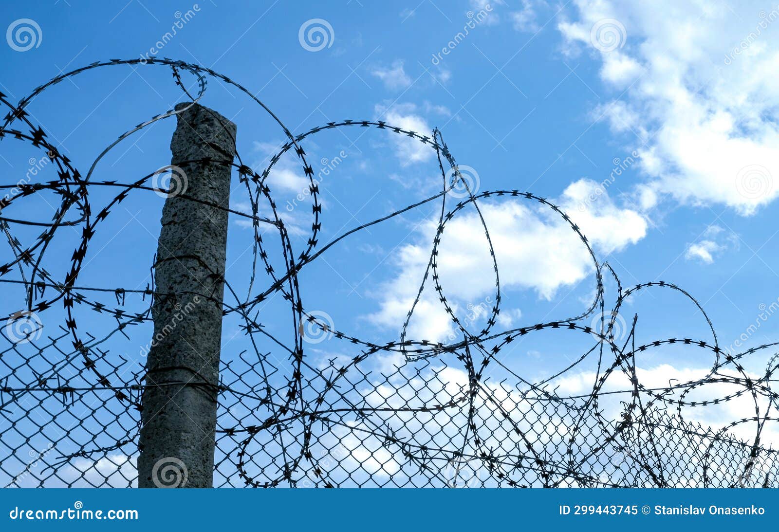 Lack of Freedom Concept, Imprisonment. Barbed Wire at Restricted Area ...