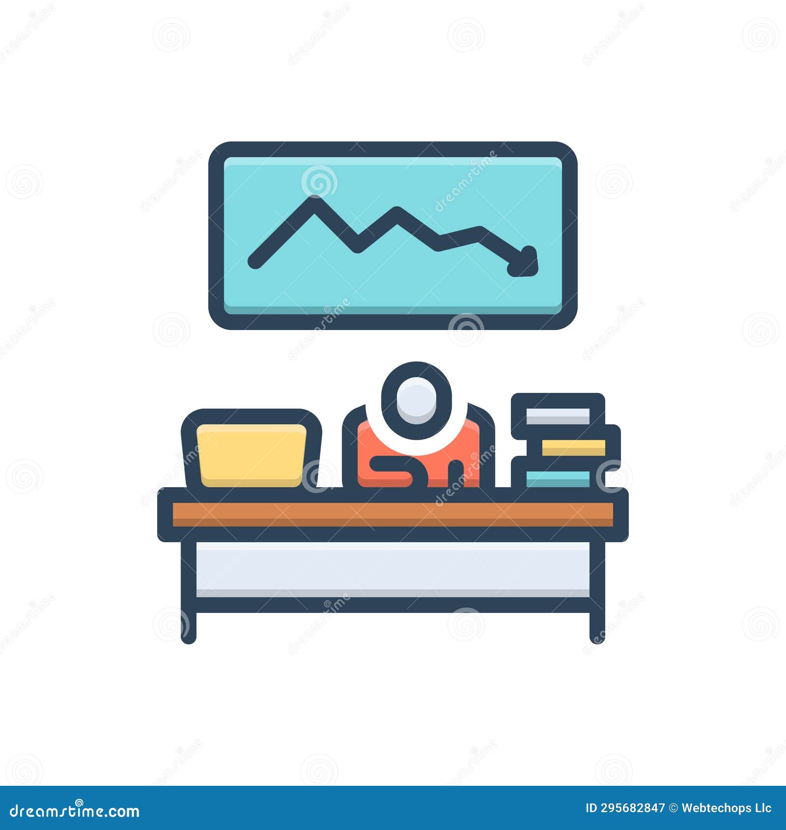 Color Illustration Icon for Lack, Reduction and Workplace Stock ...