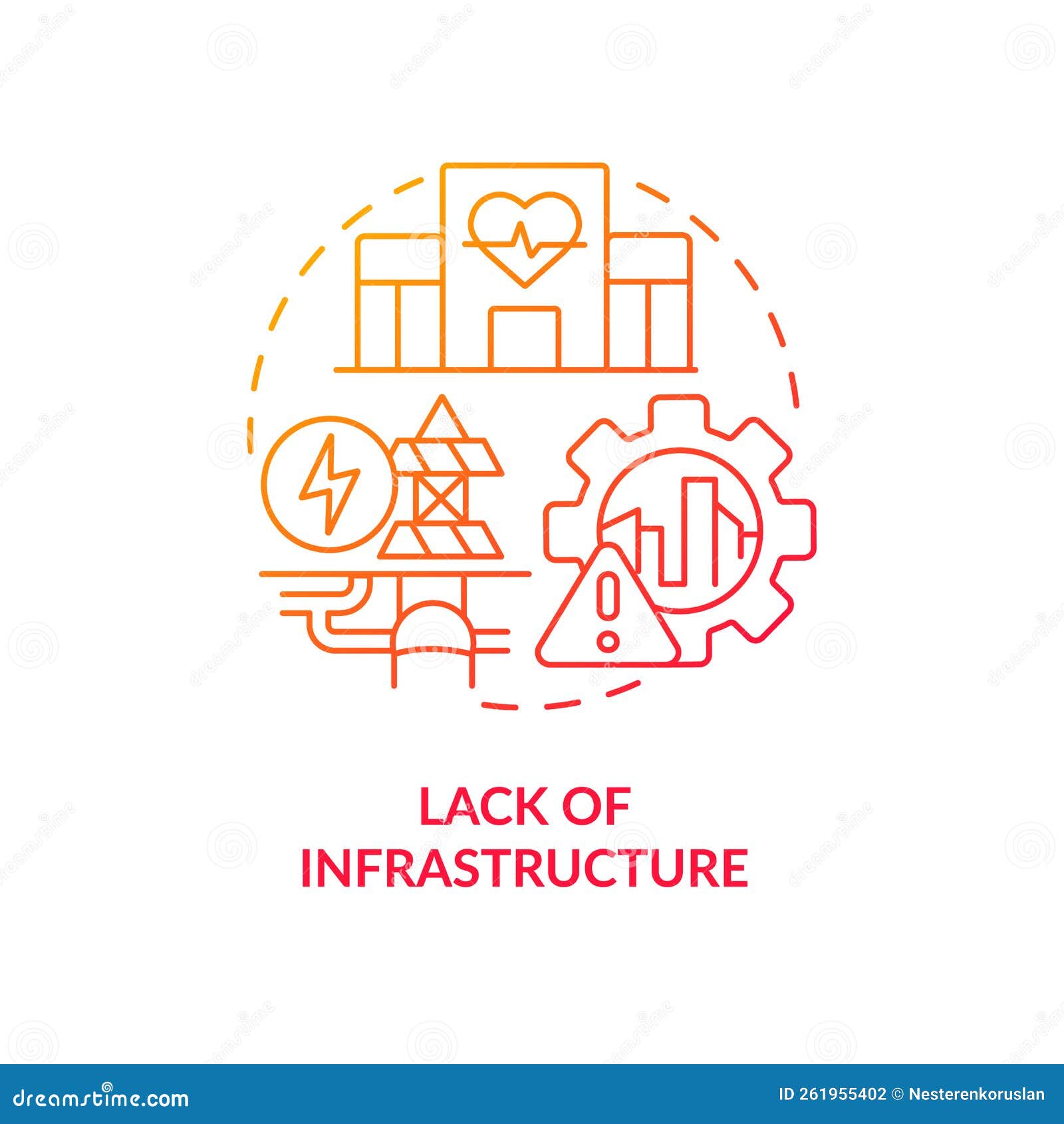 Lack of Infrastructure Red Gradient Concept Icon Stock Vector ...