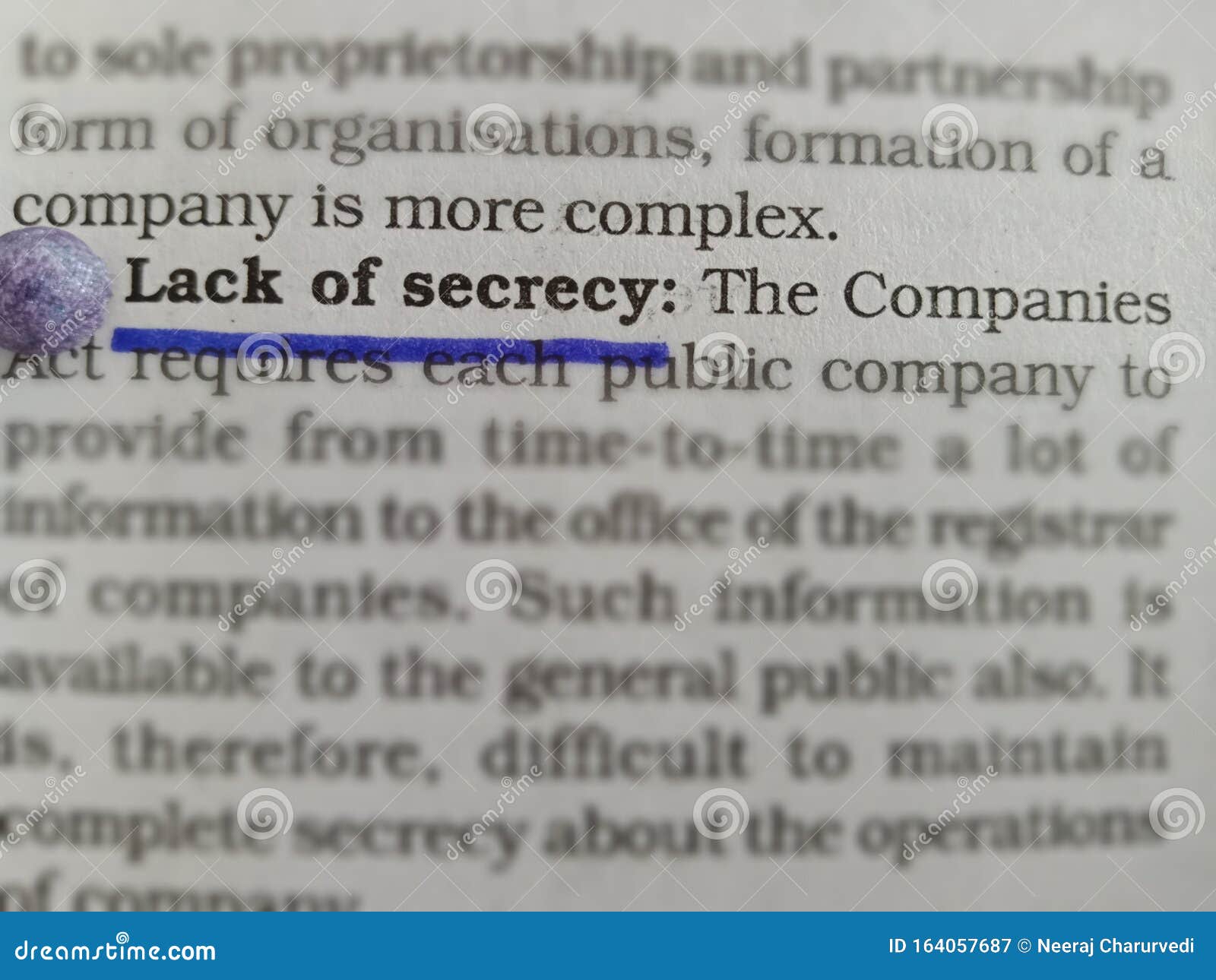 Lack of Secrecy Word Presented on Underline Text Pattern in White ...