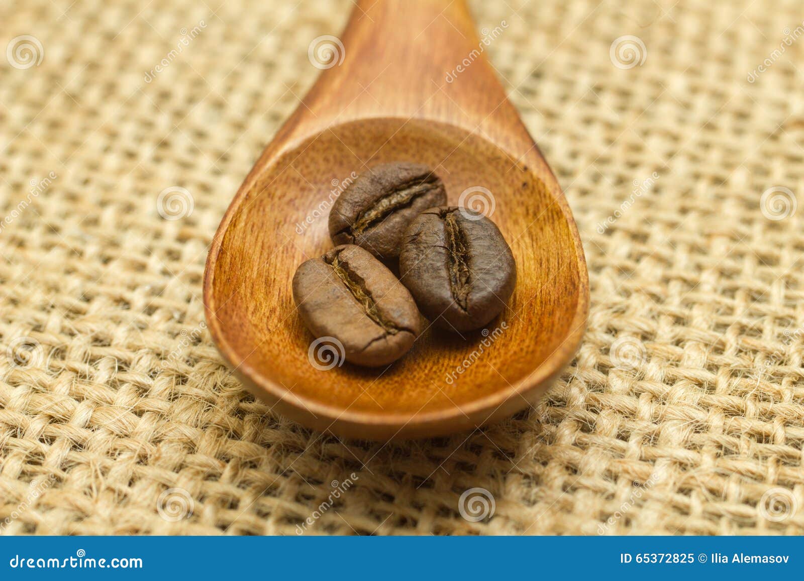 Lacquer Wooden Spoon on Sackcloth Fabric Stock Image - Image of group ...
