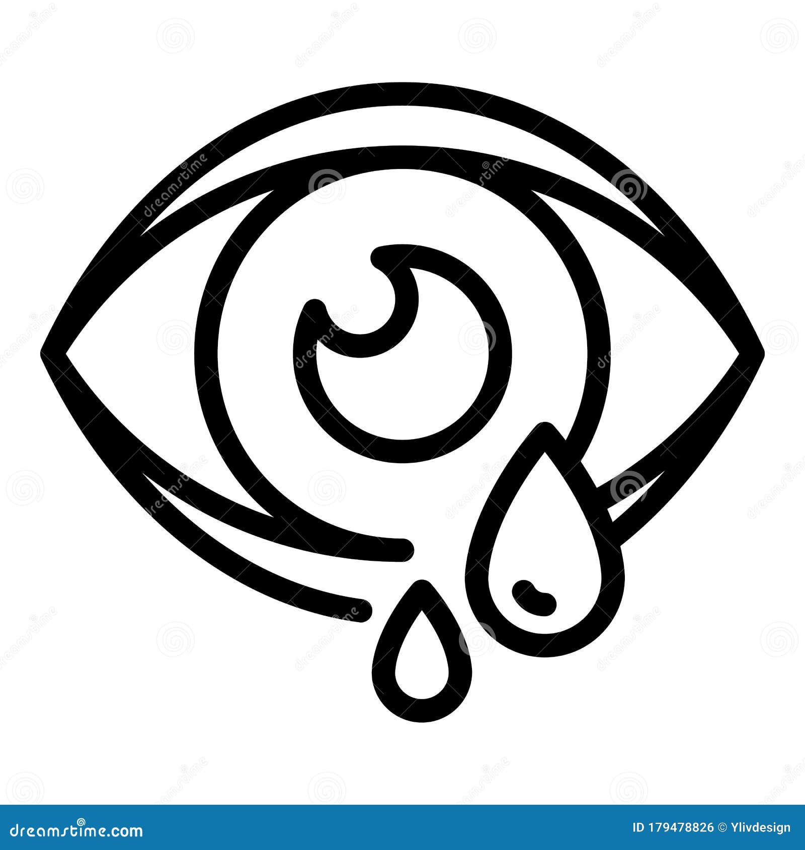 Lacrimation Black Line Icon. Flu Symptom. Abnormal Or Excessive ...