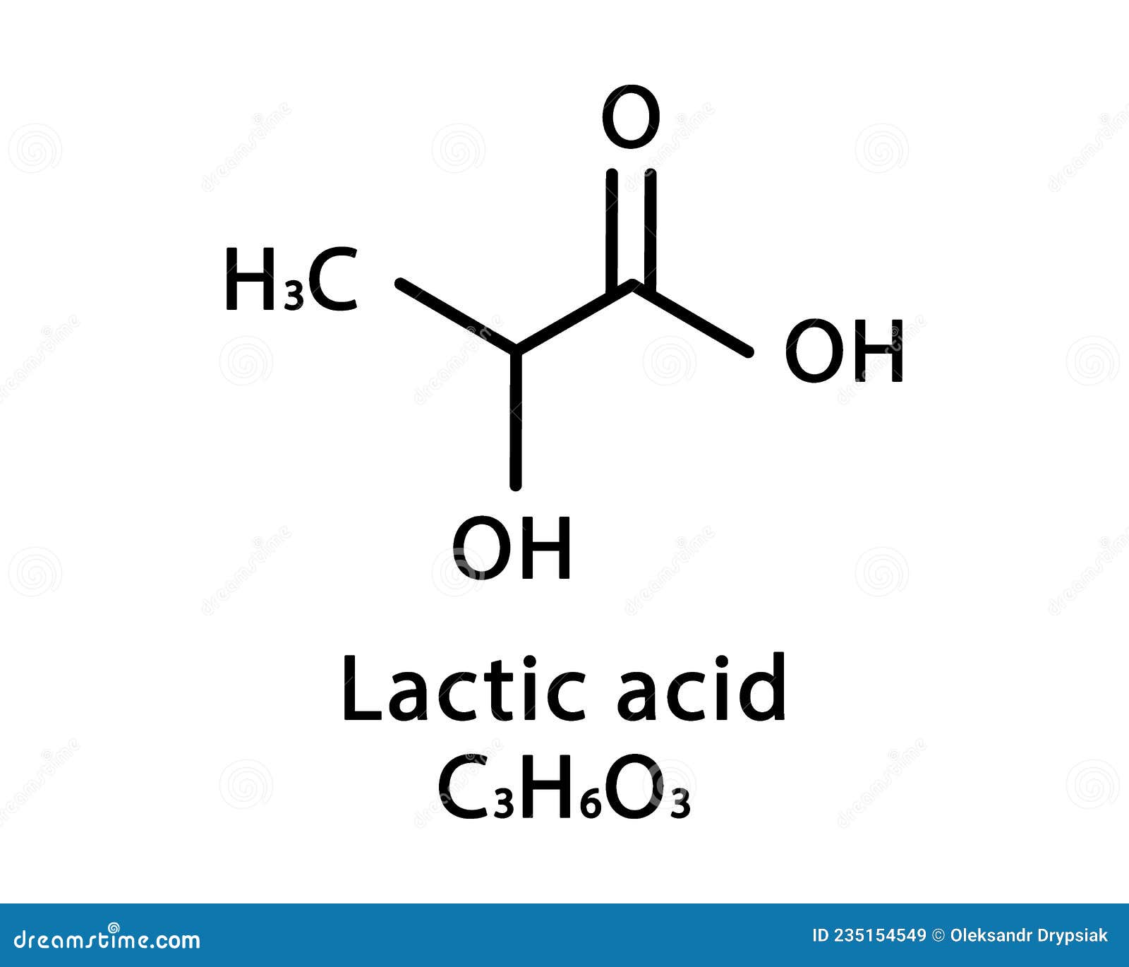 Lactic Acid Molecular Structure. Lactic Acid Skeletal Chemical Formula ...