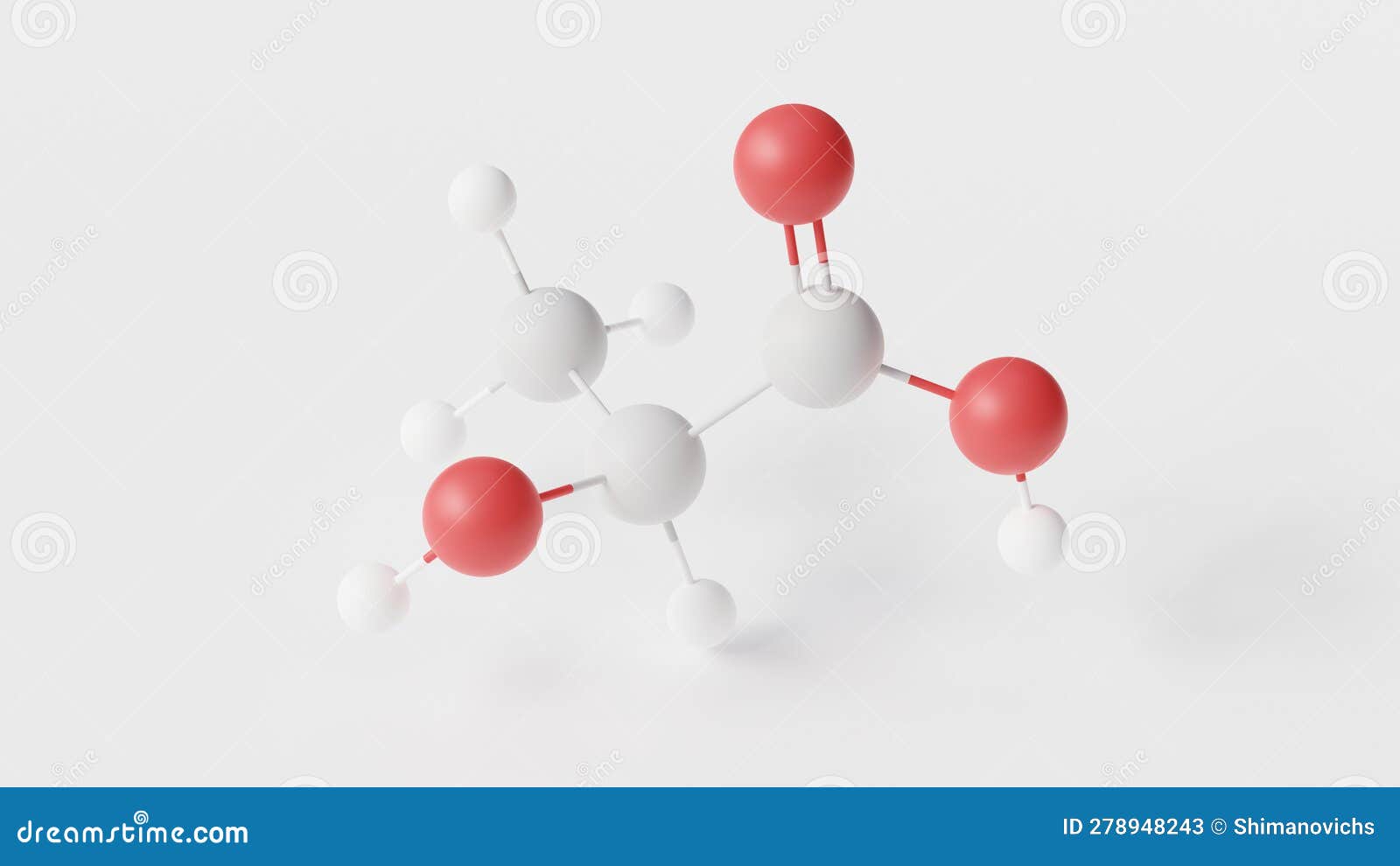 Lactic Acid Molecule 3d, Molecular Structure, Ball and Stick Model ...