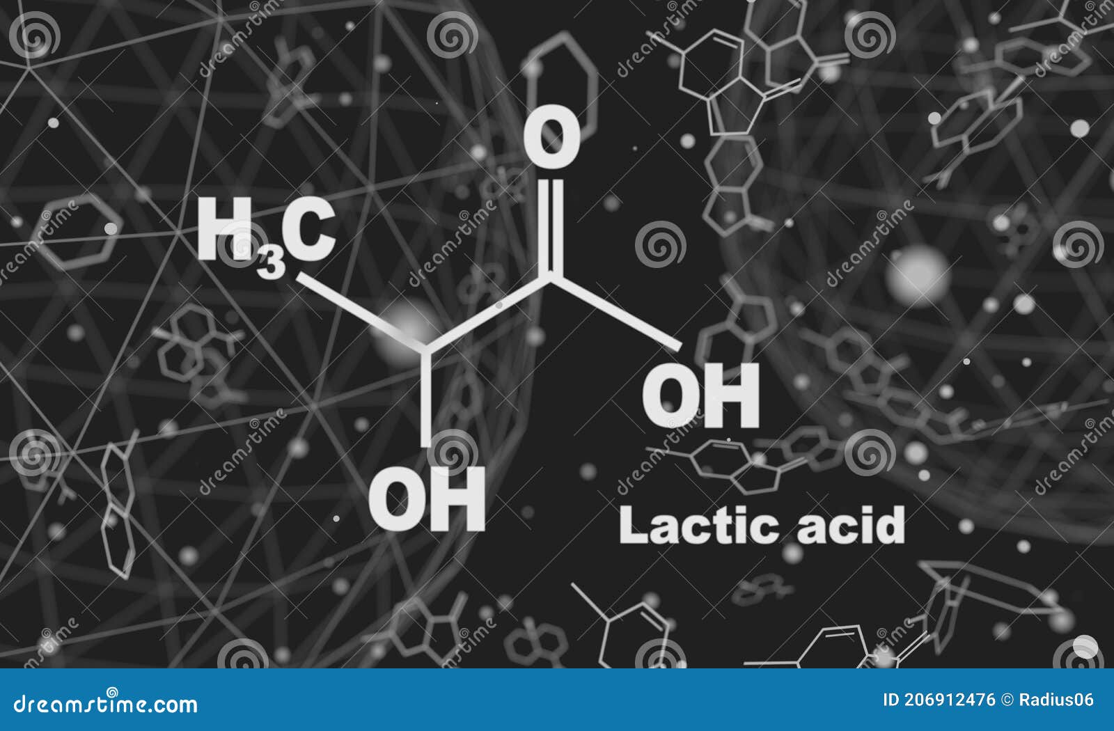 Lactic Acid Or L-lactic Acid Milk Sugar Molecule. Skeletal Formula ...