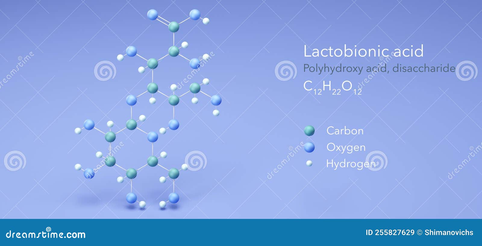 Lactobionic Acid, Lactobionate, Molecular Structures, 3d Model ...