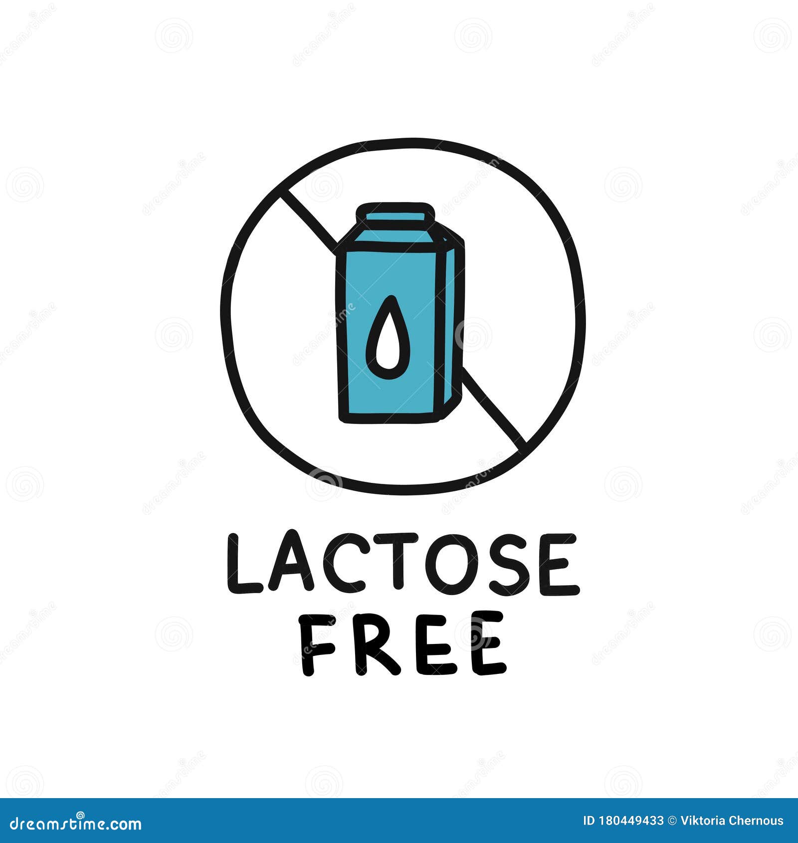 Lactose Free Symbol Doodle Icon, Vector Illustration Stock Illustration ...