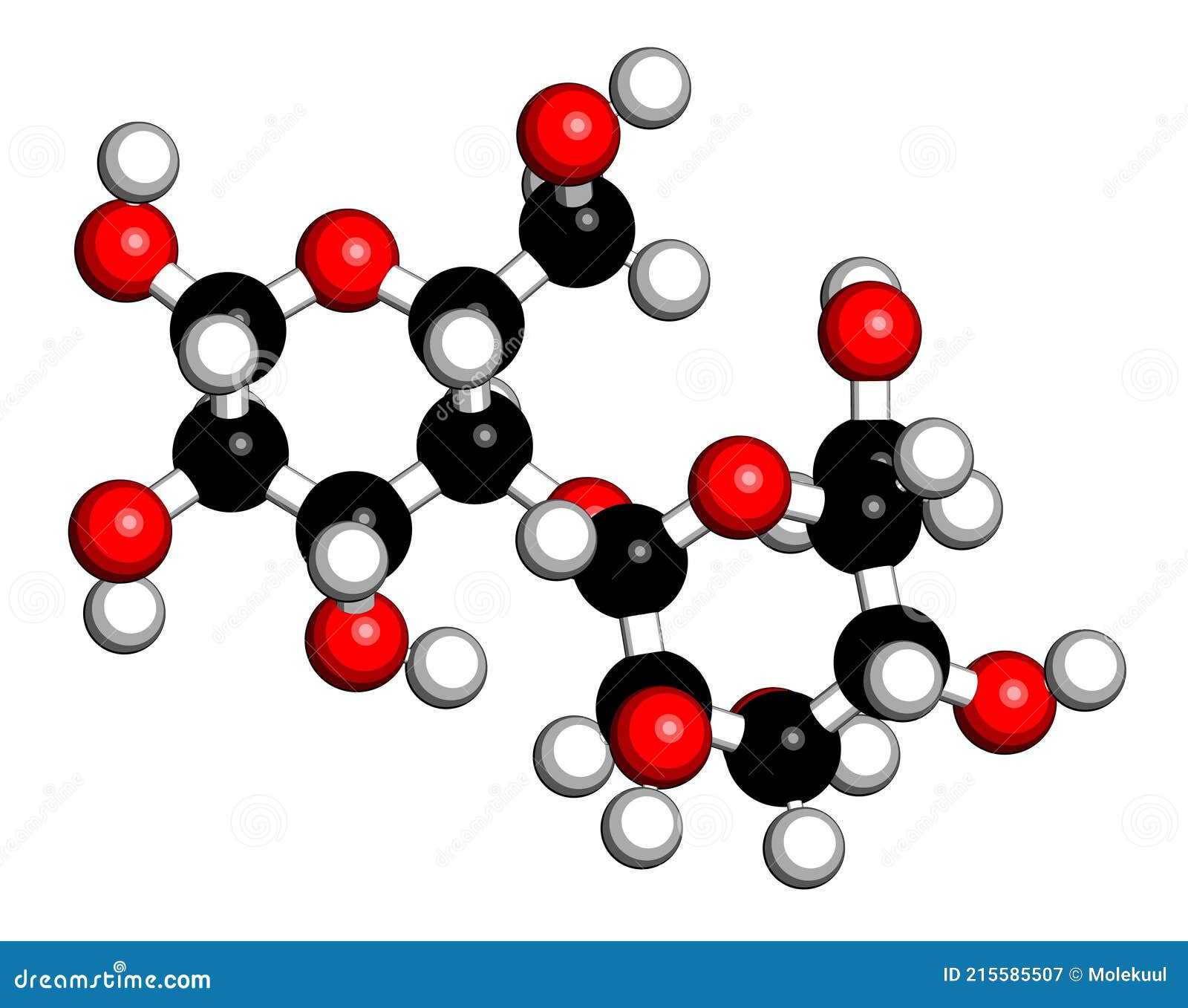 Lactose Milk Sugar Molecule. 3D Rendering. Atoms are Represented As ...