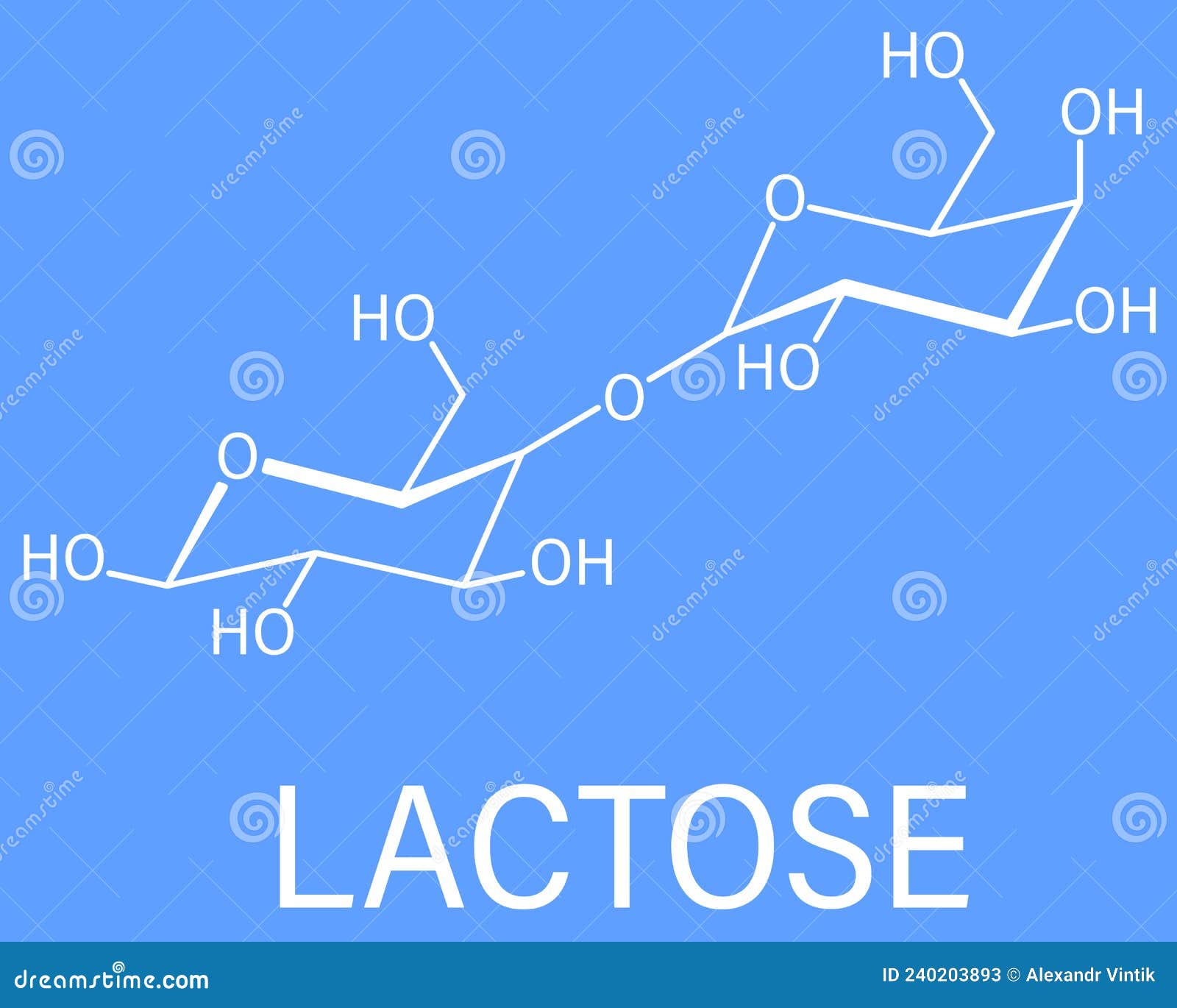 Lactose Milk Sugar Molecule. Skeletal Formula. Cartoon Vector ...