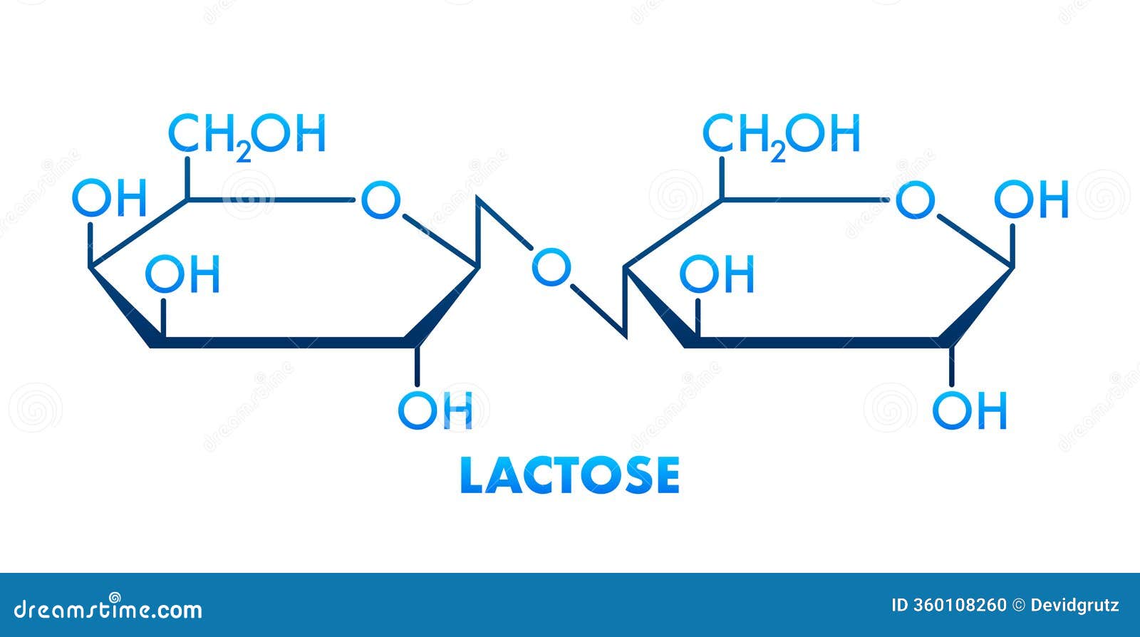Lactose Molecule Structure With Chemical Formula On Dark Blue ...