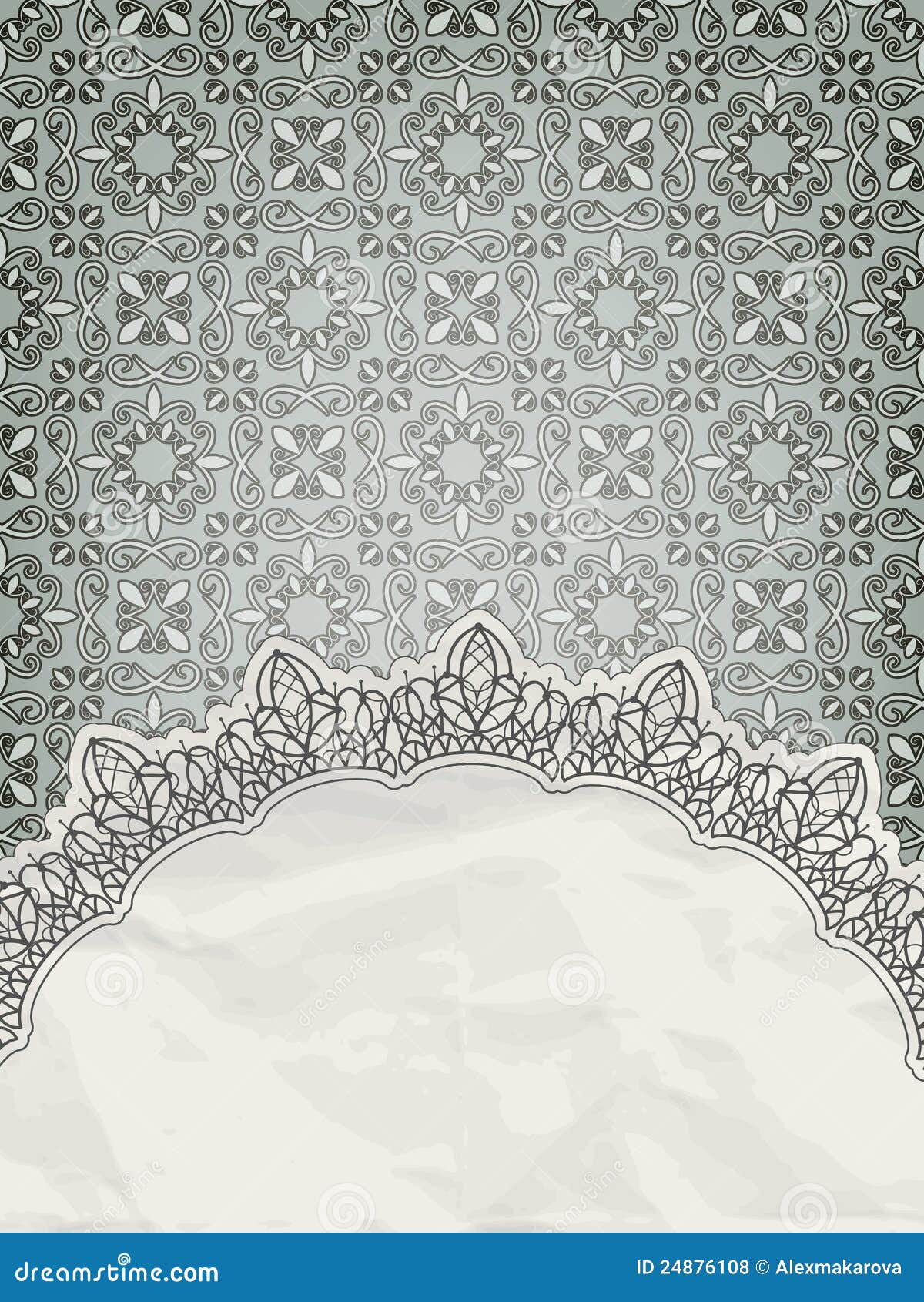 Lacy Frame on Seamless Retro Pattern Stock Vector - Illustration of ...