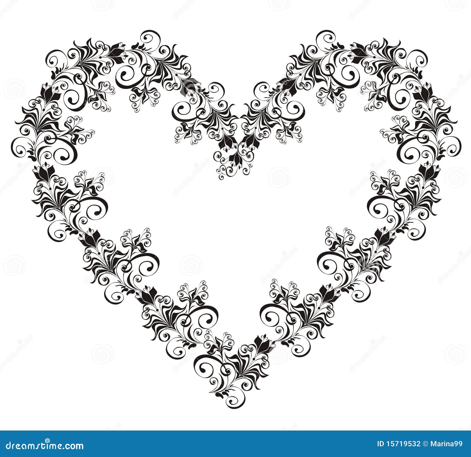 Lacy Heart. Vector Illustration Stock Vector - Illustration of leaf ...