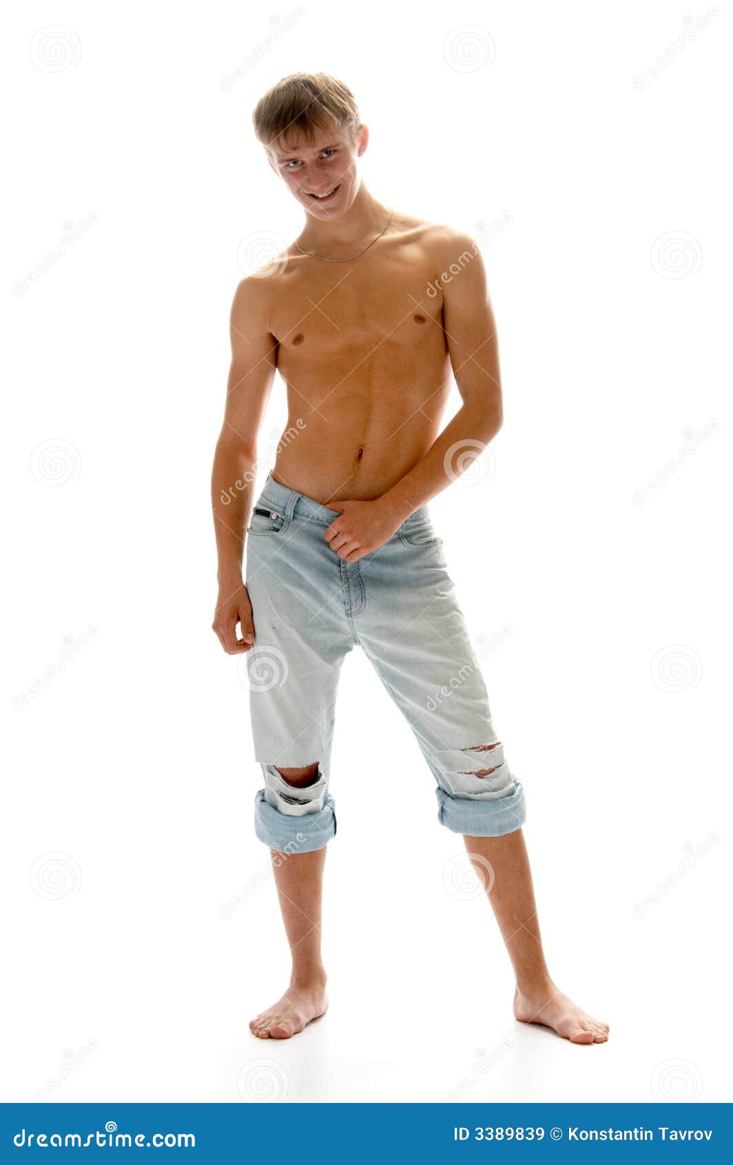 Lad in jeans stock image. Image of beautiful, hand, fitness - 3389839