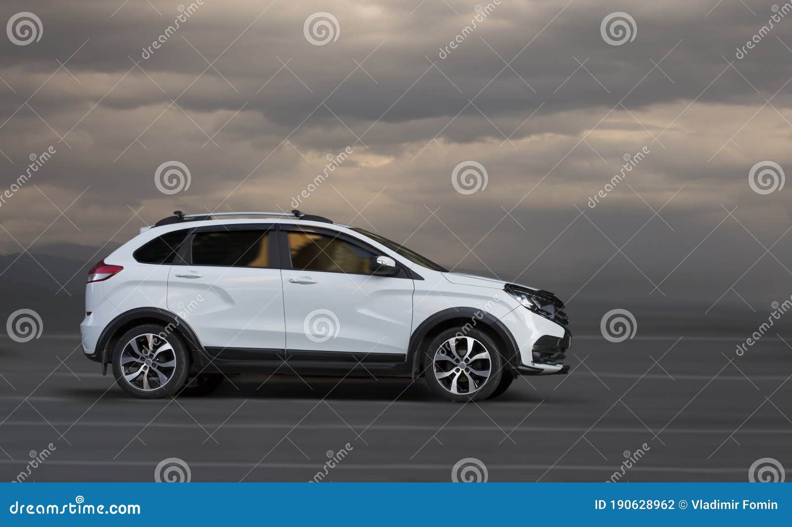Lada white car. stock photo. Image of summer, trail - 190628962
