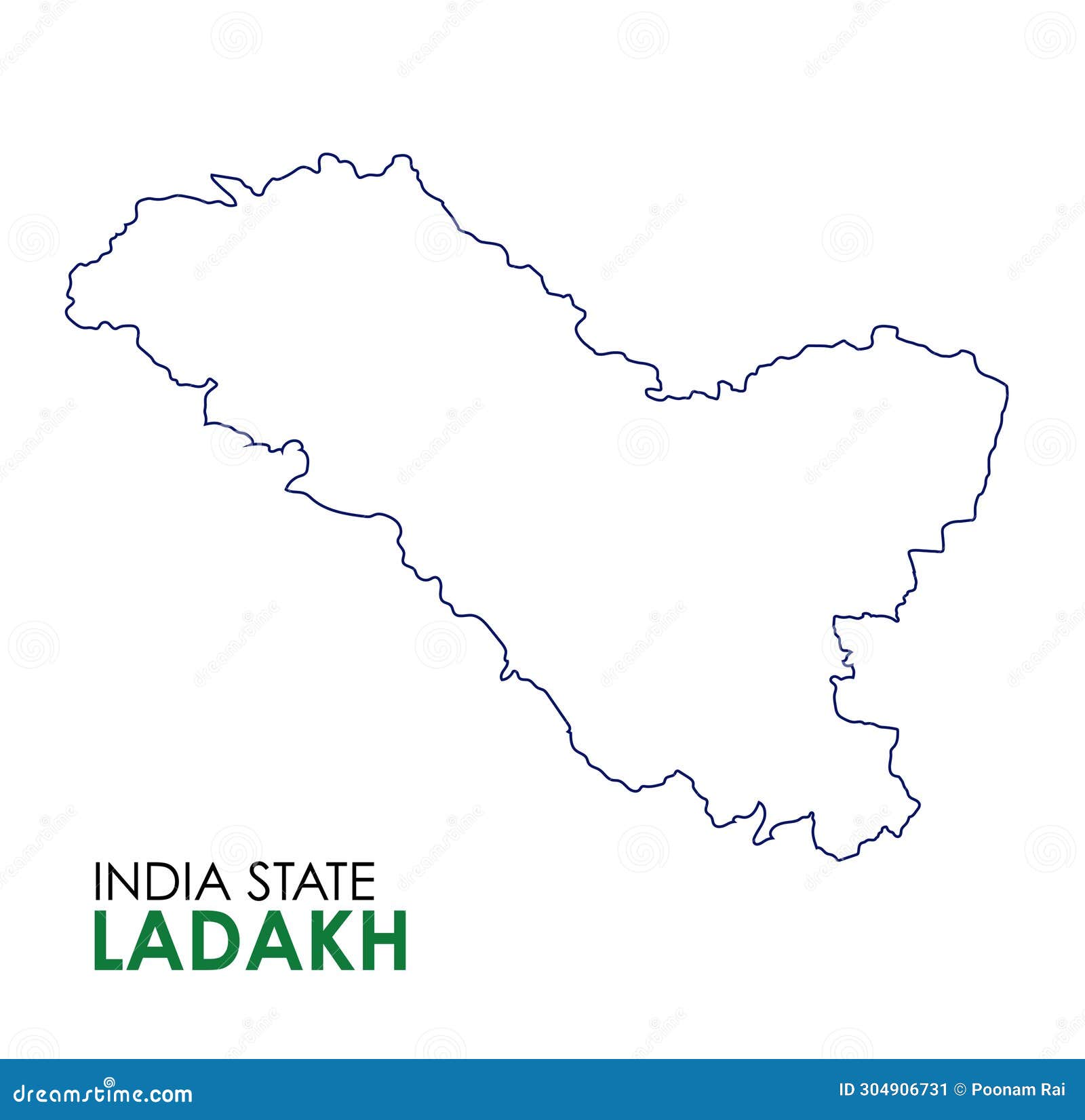 Ladakh Map Of Indian State. Ladakh Map Vector Illustration. Ladakh ...