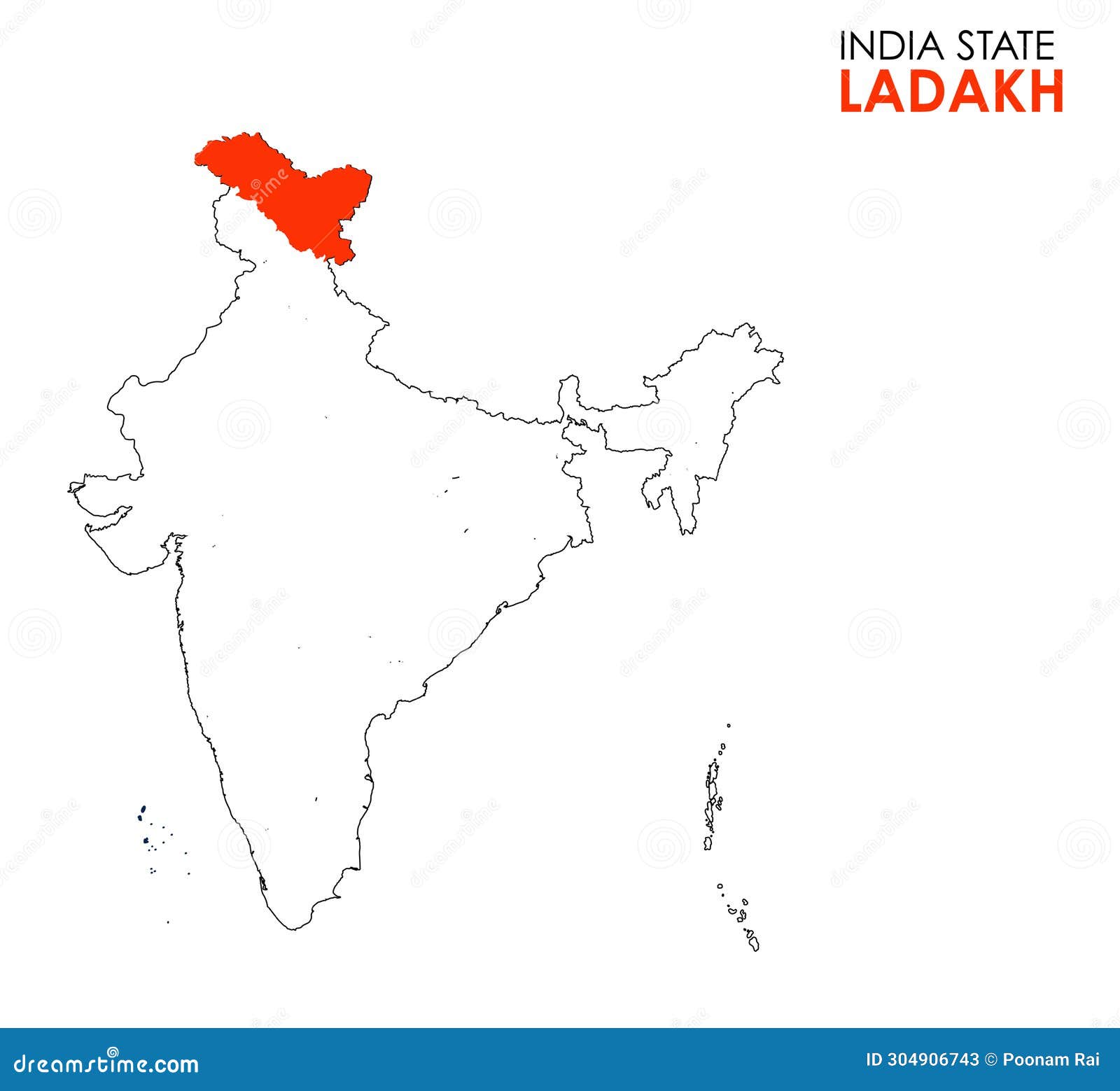 Ladakh Map Of Indian State. Ladakh Map Vector Illustration. Ladakh ...