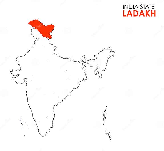 Ladakh Map of Indian State. Ladakh Map Vector Illustration Stock Vector ...