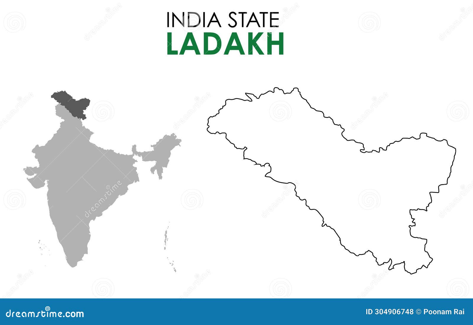 Ladakh Map of Indian State. Ladakh Map Vector Illustration Stock ...