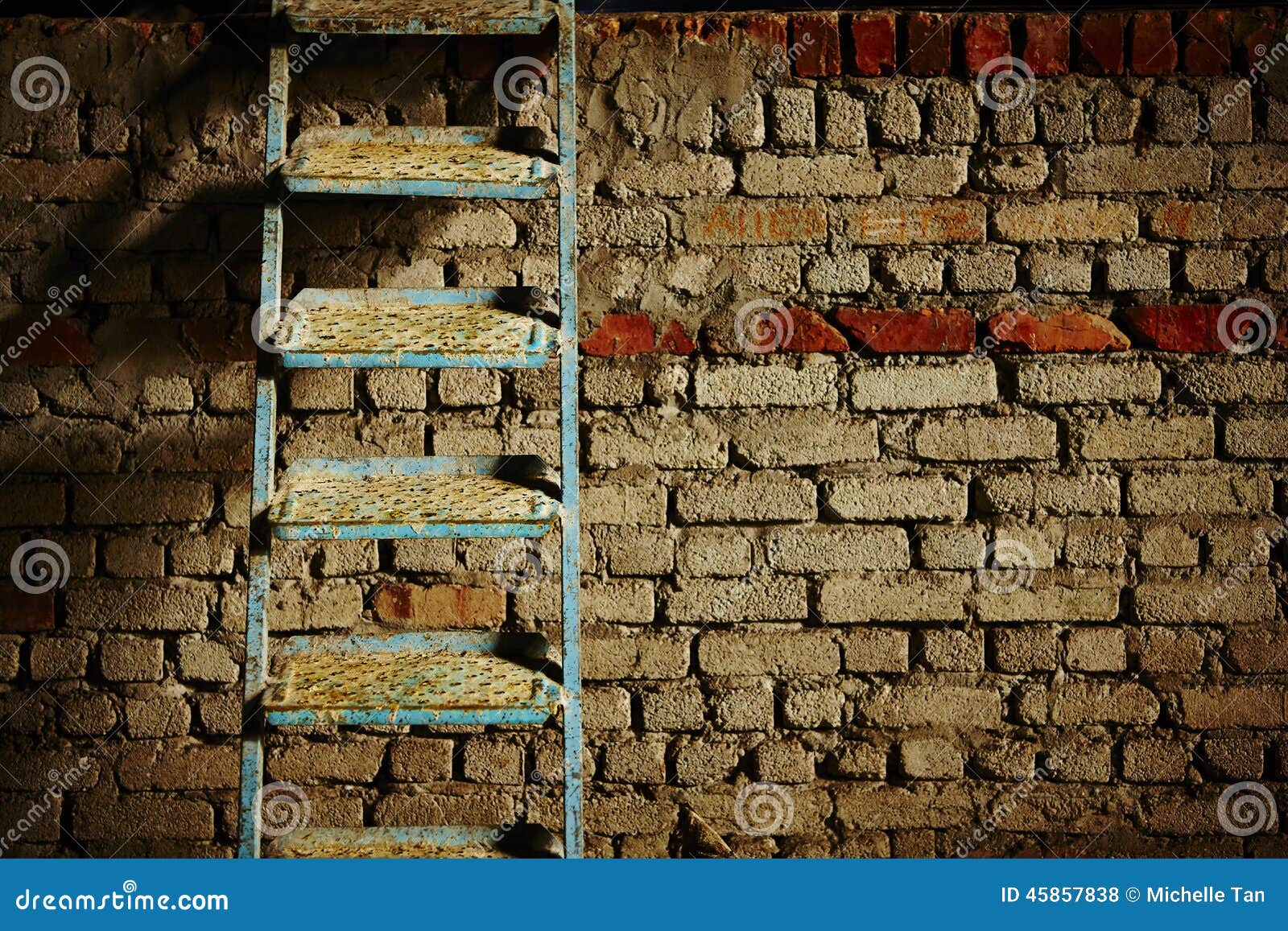 Ladder Against the Brick Wall Stock Photo - Image of ladder ...
