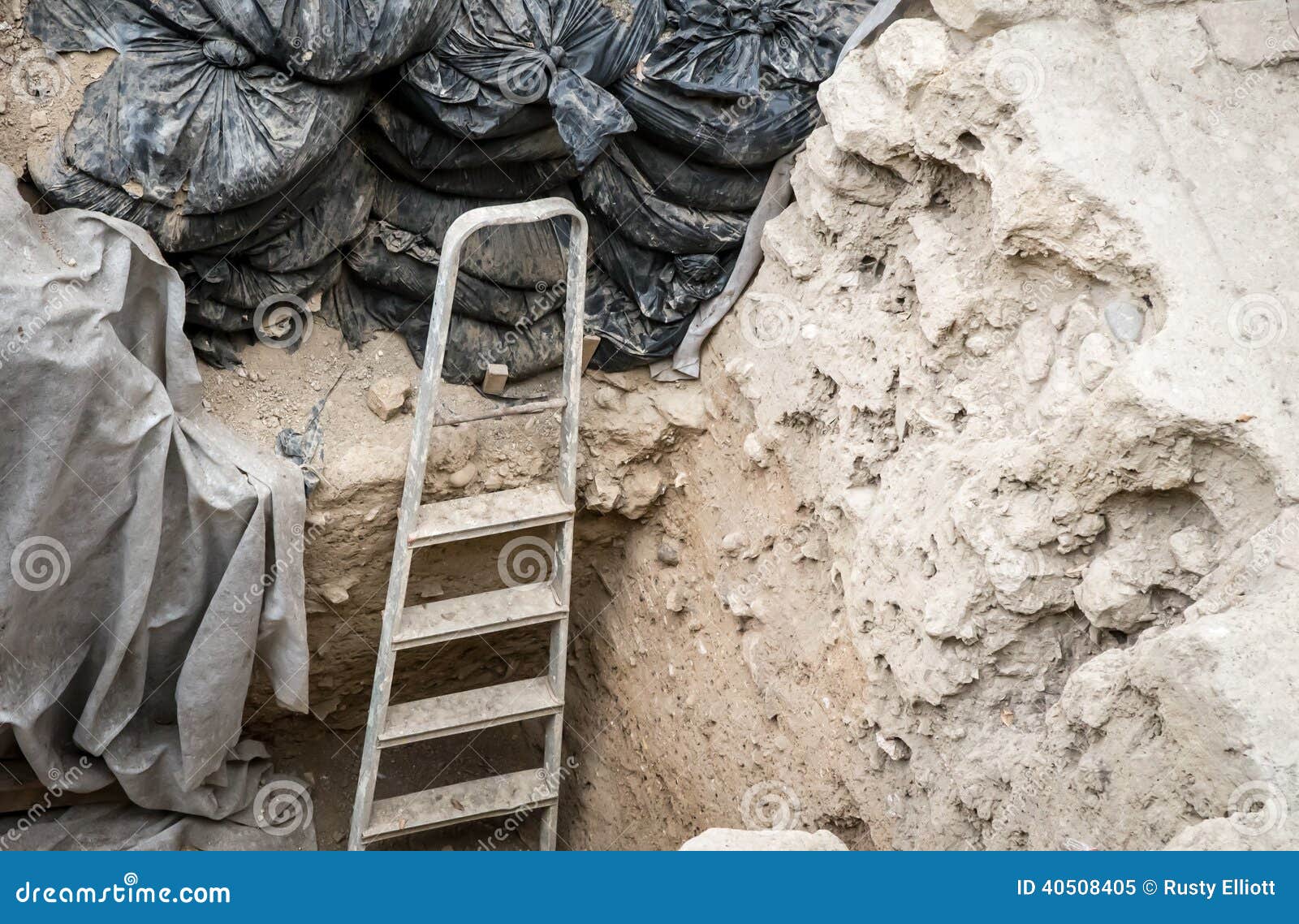 Ladder at Archaeological Dig Stock Image - Image of rock ...