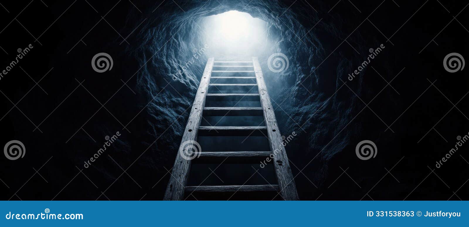 Ladder Ascending from Dark Pit Towards Bright Light Stock Illustration ...