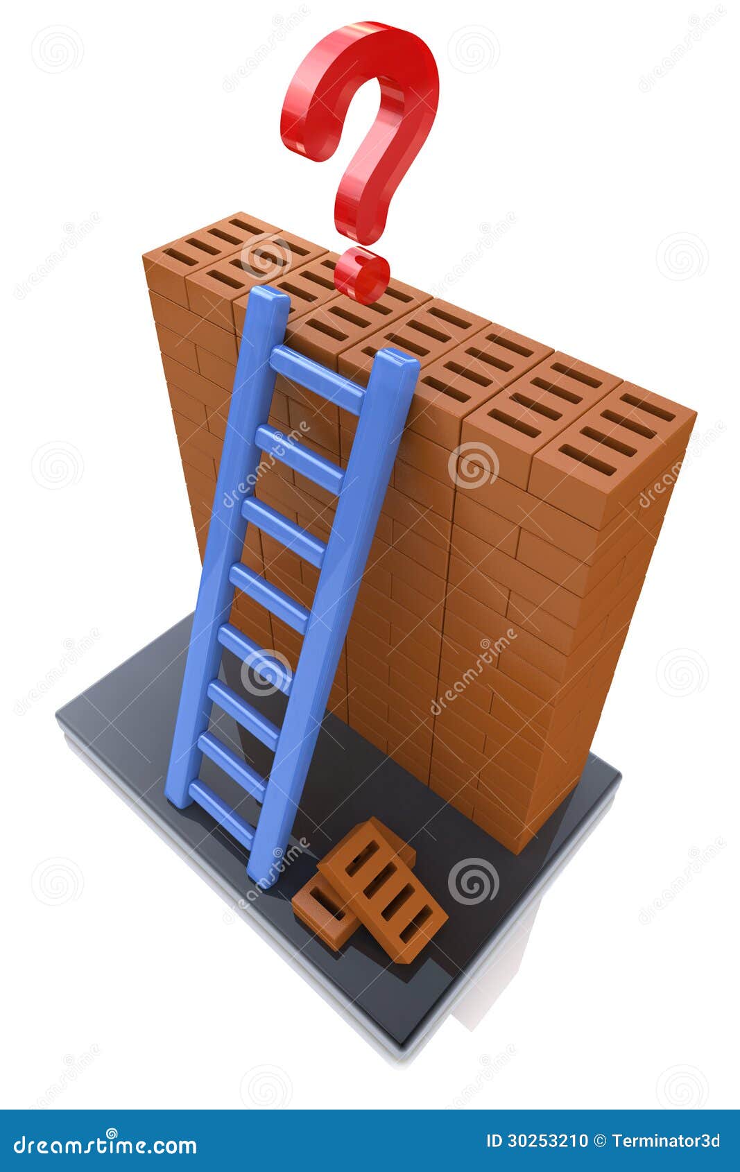 Ladder on Brickwork and Question Mark Stock Illustration - Illustration ...