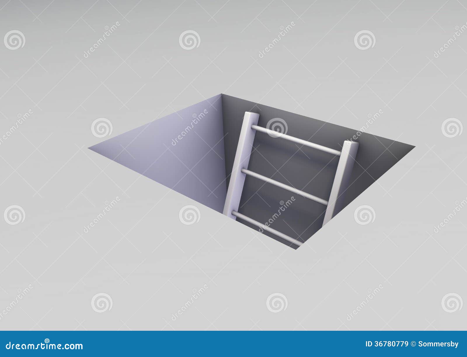 Ladder of career in a hole stock illustration. Illustration of ground ...