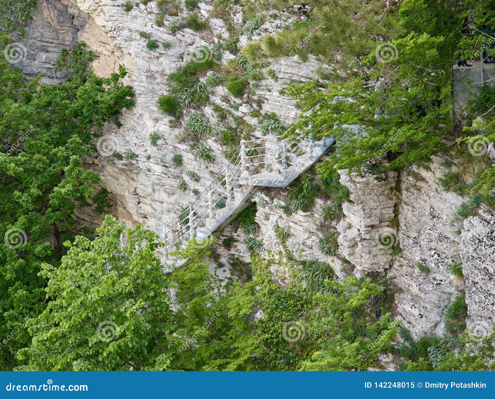 Ladder for Descent on a Cliff of Limestone Stock Image - Image of ...