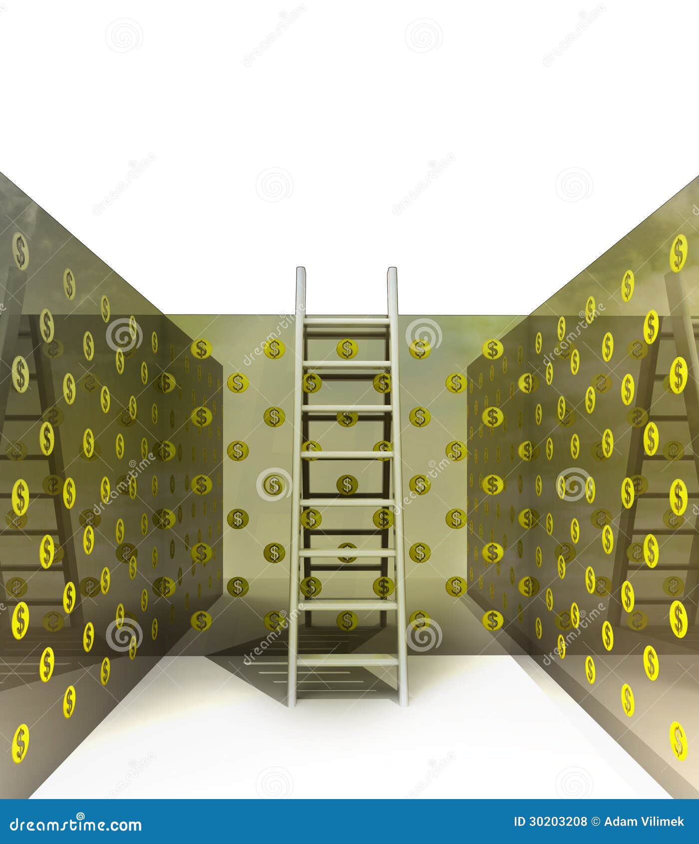 Ladder in Dollar Pattern Painted Interior Concept Stock Illustration ...