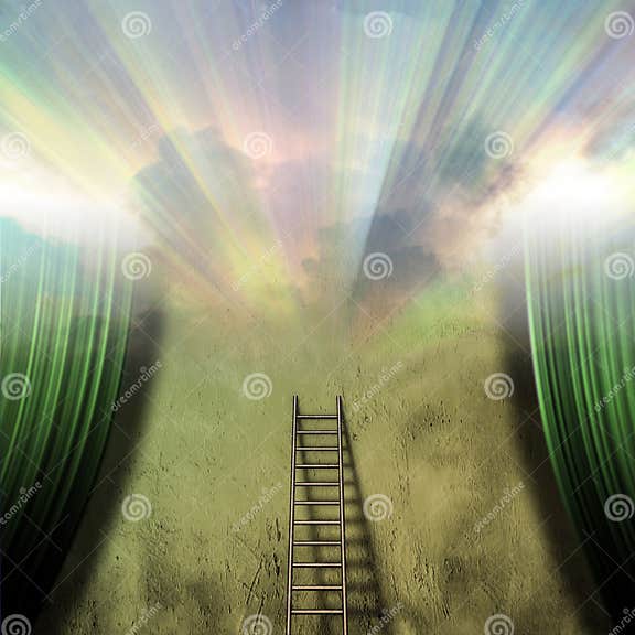 Ladder into dramatic sky stock illustration. Illustration of ...