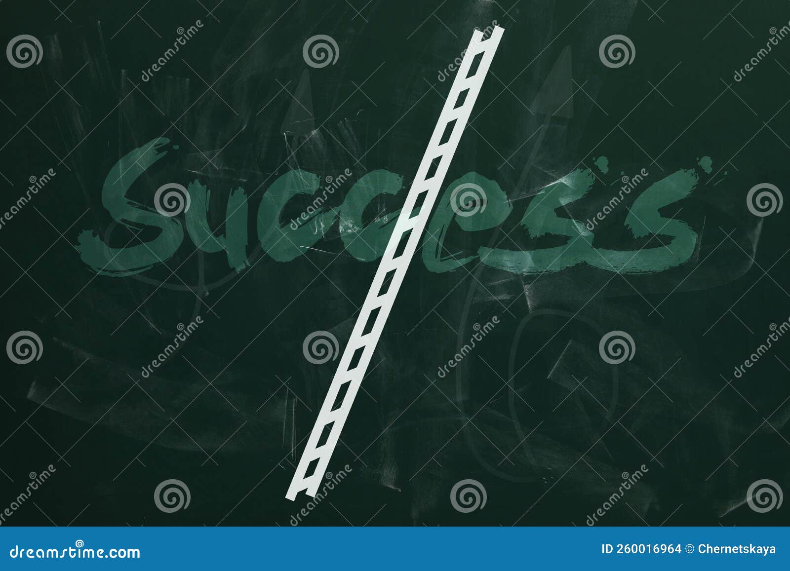 Ladder Drawn on Green Chalkboard. Steps To Success Stock Photo - Image ...