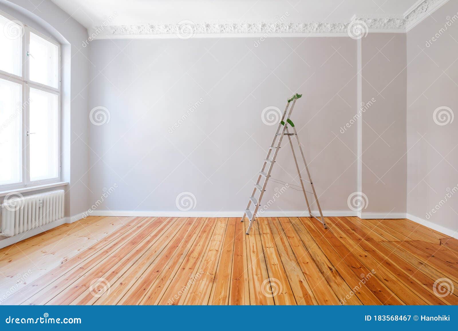 Ladder in Empty Room in Old Apartment Flat, Renovation Concept Stock ...