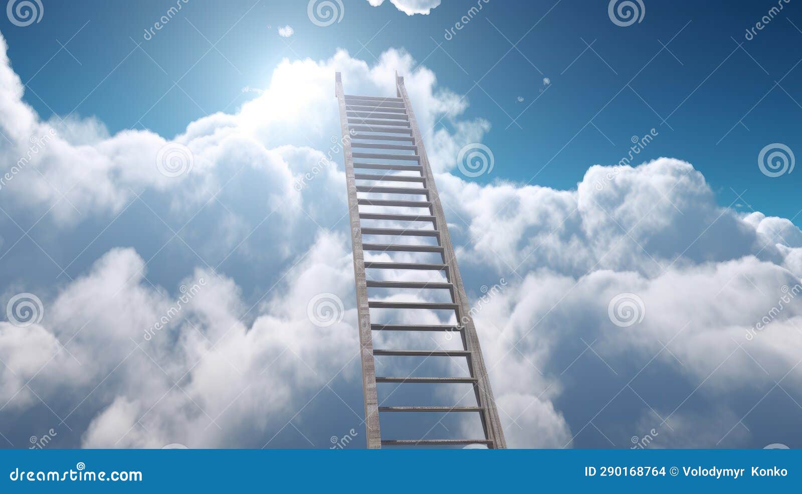A Ladder Extending Above the Clouds into the Endless Sky. Generative Ai ...