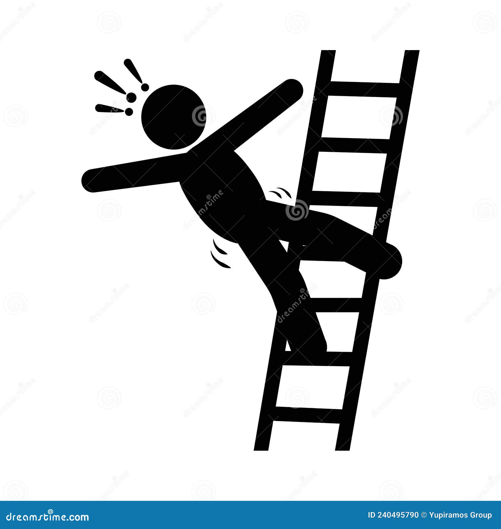 Ladder fall hazard stock vector. Illustration of pictogram - 240495790
