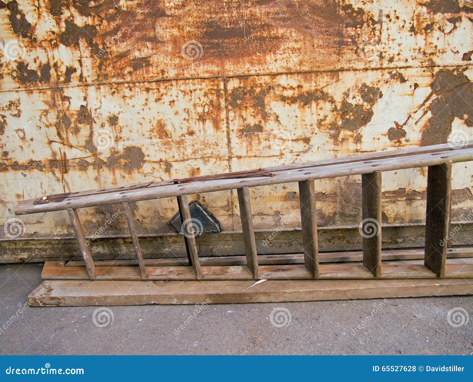 Ladder in Front of a Rusty Container Stock Photo - Image of vintage ...