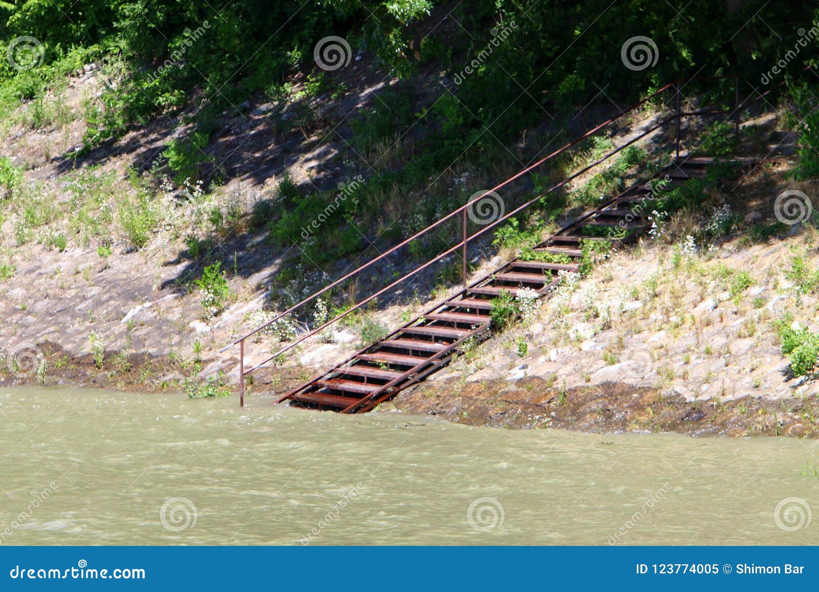 Staircase Leading To the River Bank Stock Image - Image of building ...