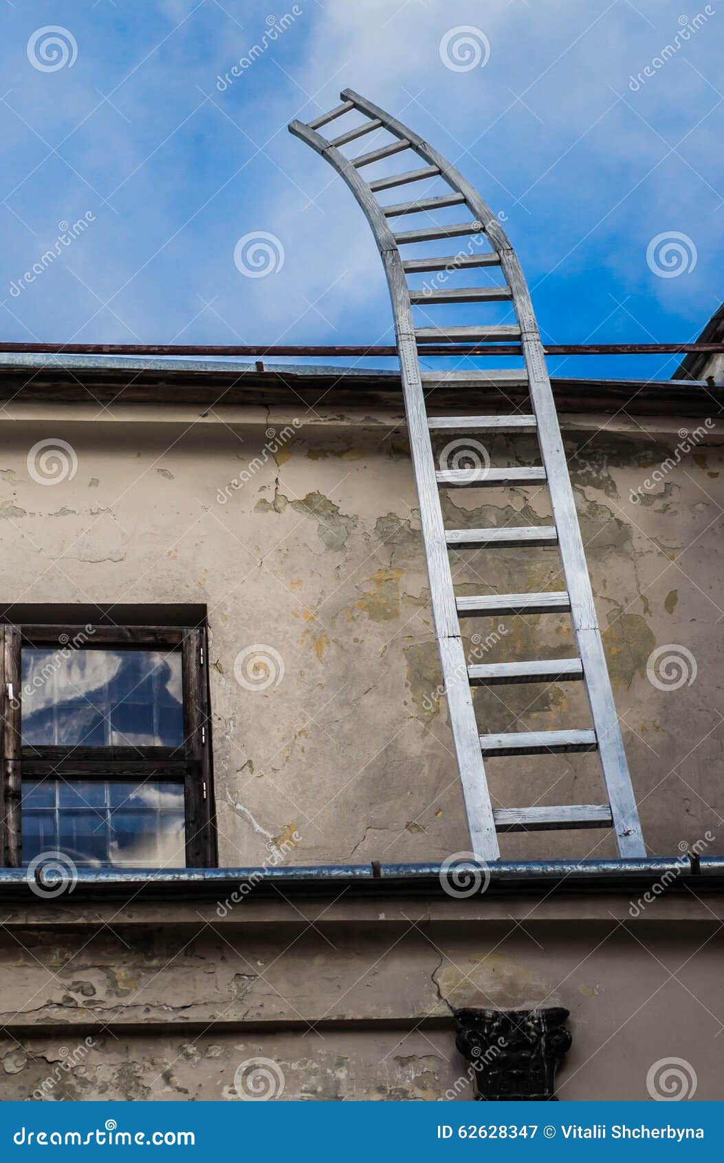Ladder Going Up in To the Sky Stock Image - Image of concept, goal ...